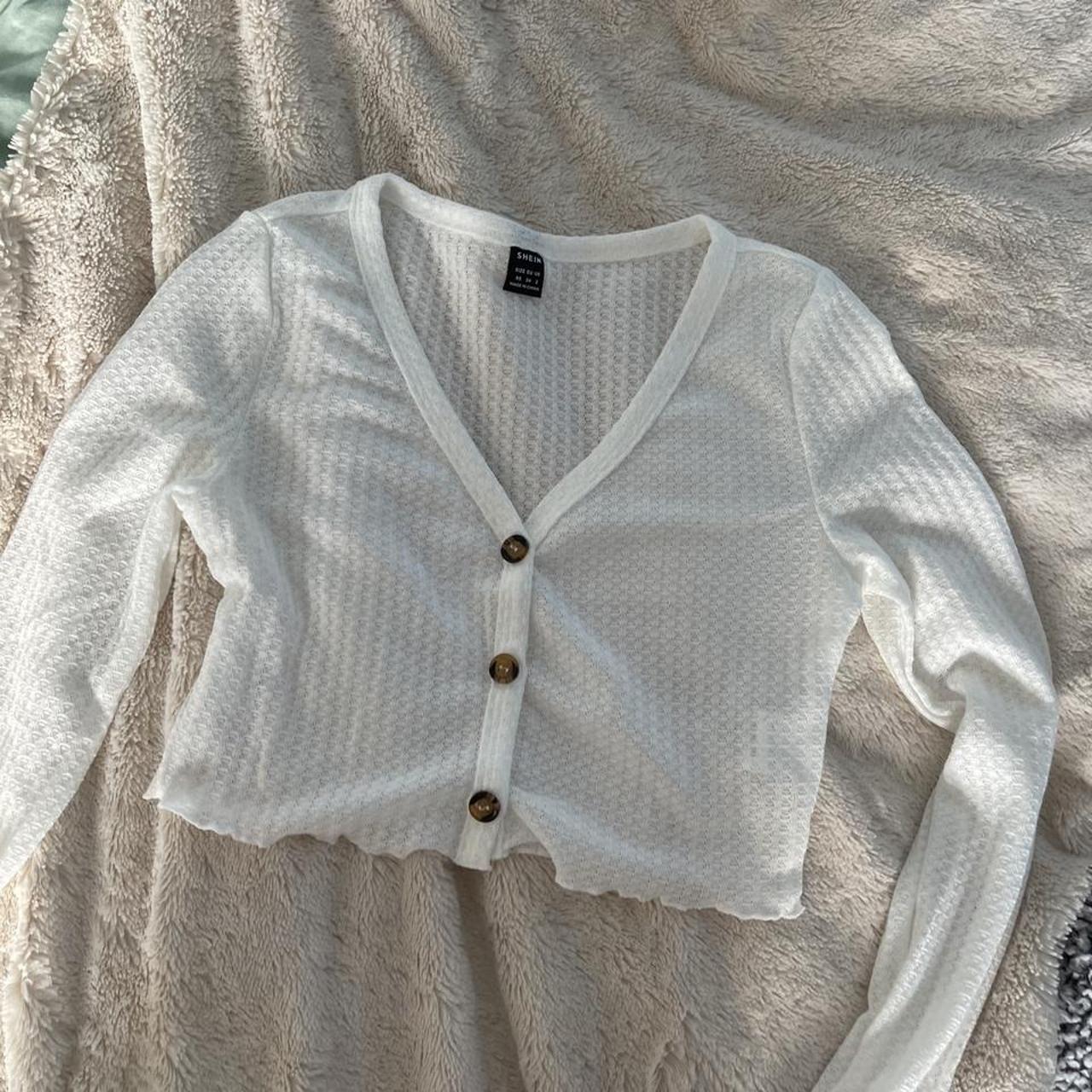 white button up shein cardigan £11 new never worn,... - Depop