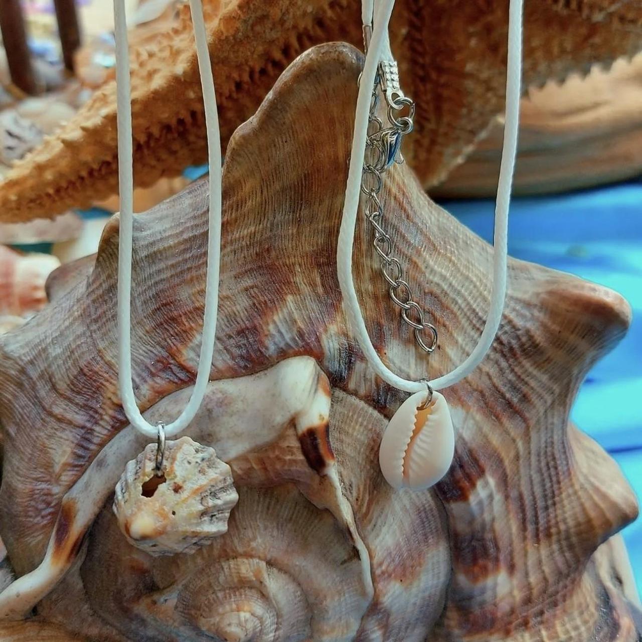 Real authentic shell necklaces, real shell on white... - Depop