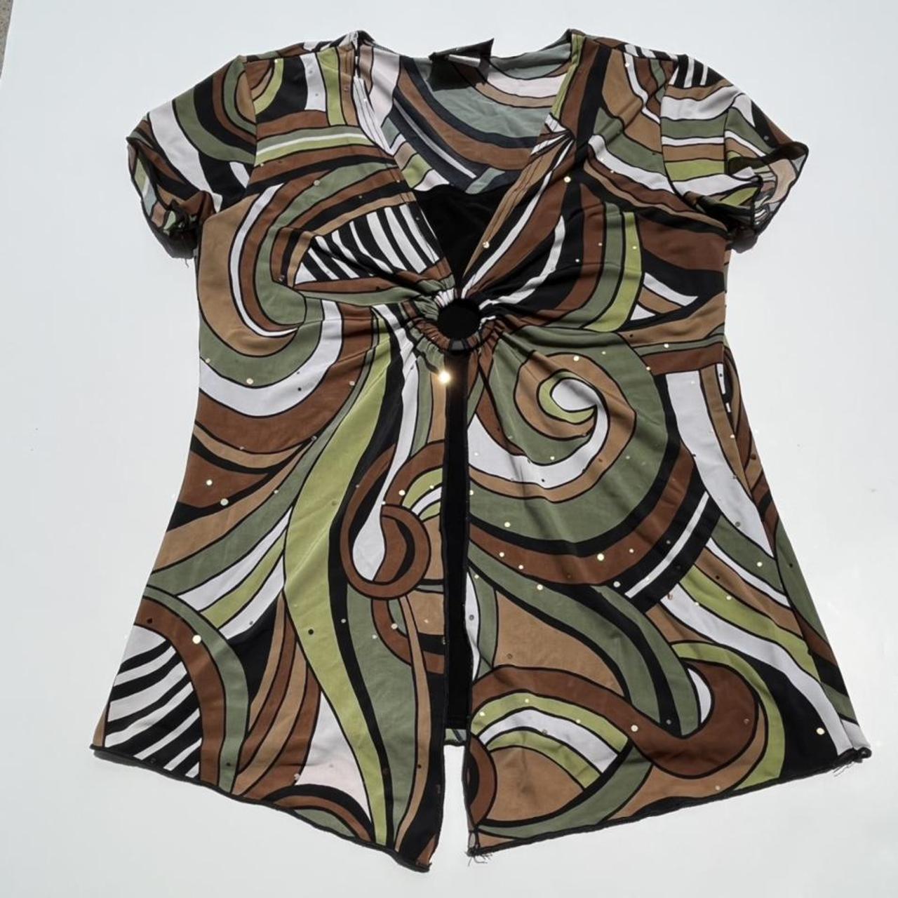 Look at this 2000s pattern top with the sequence on... - Depop
