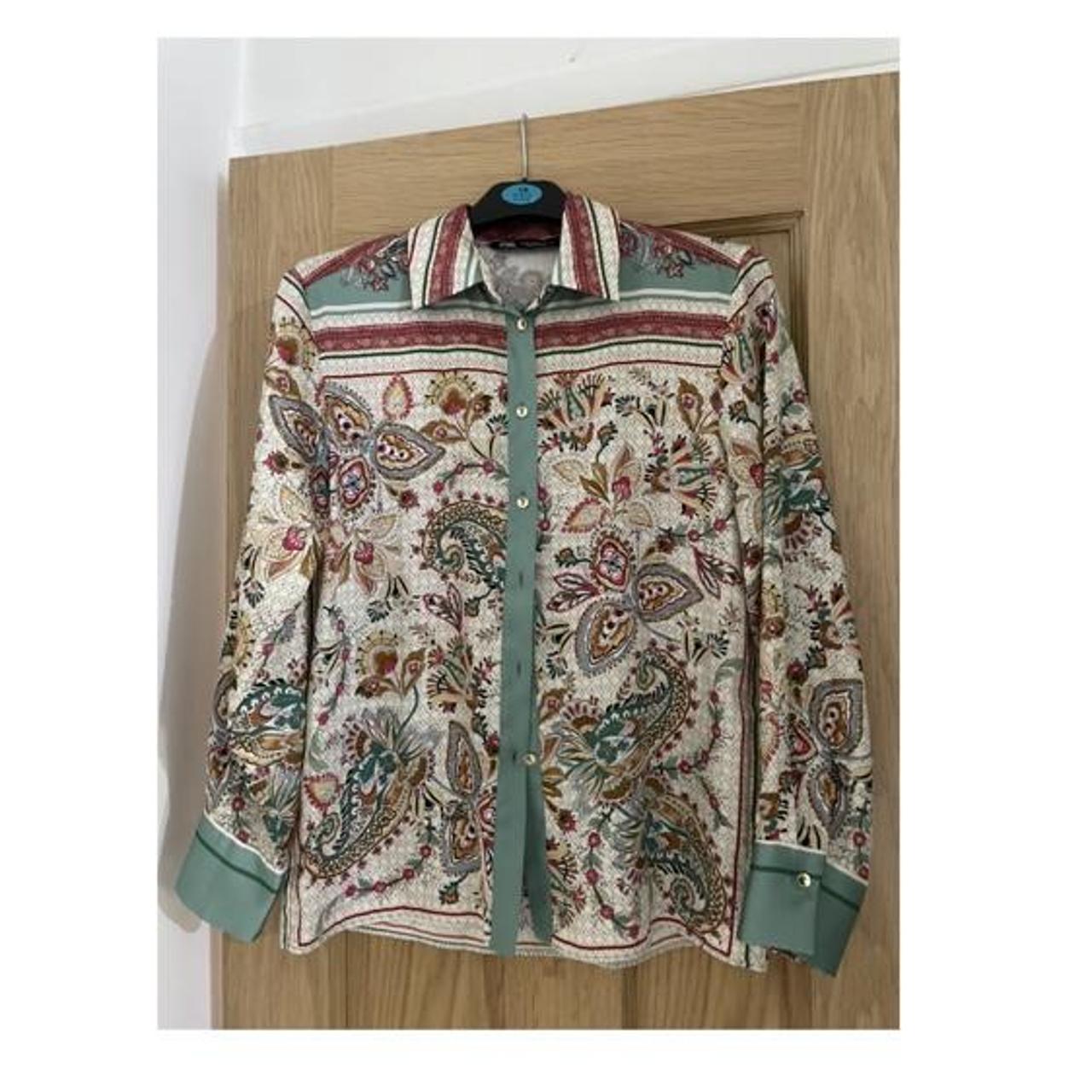 Zara pattern satin blouse size XS - Depop