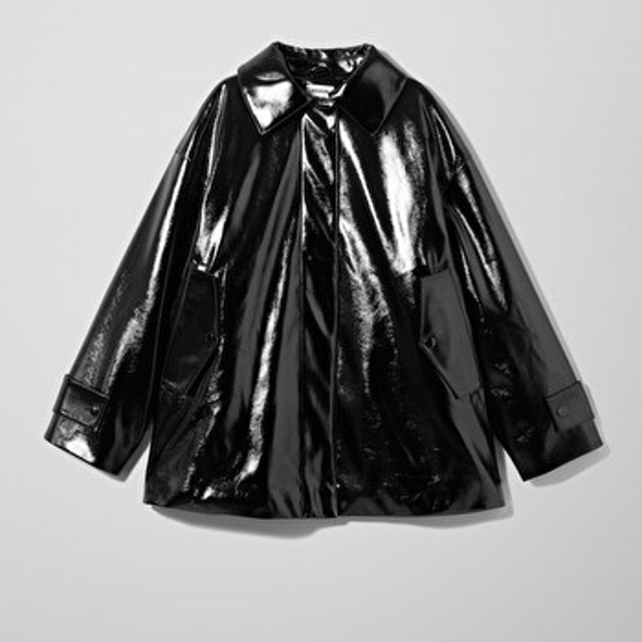 Weekday oversized black pvc jacket Never worn ,... - Depop