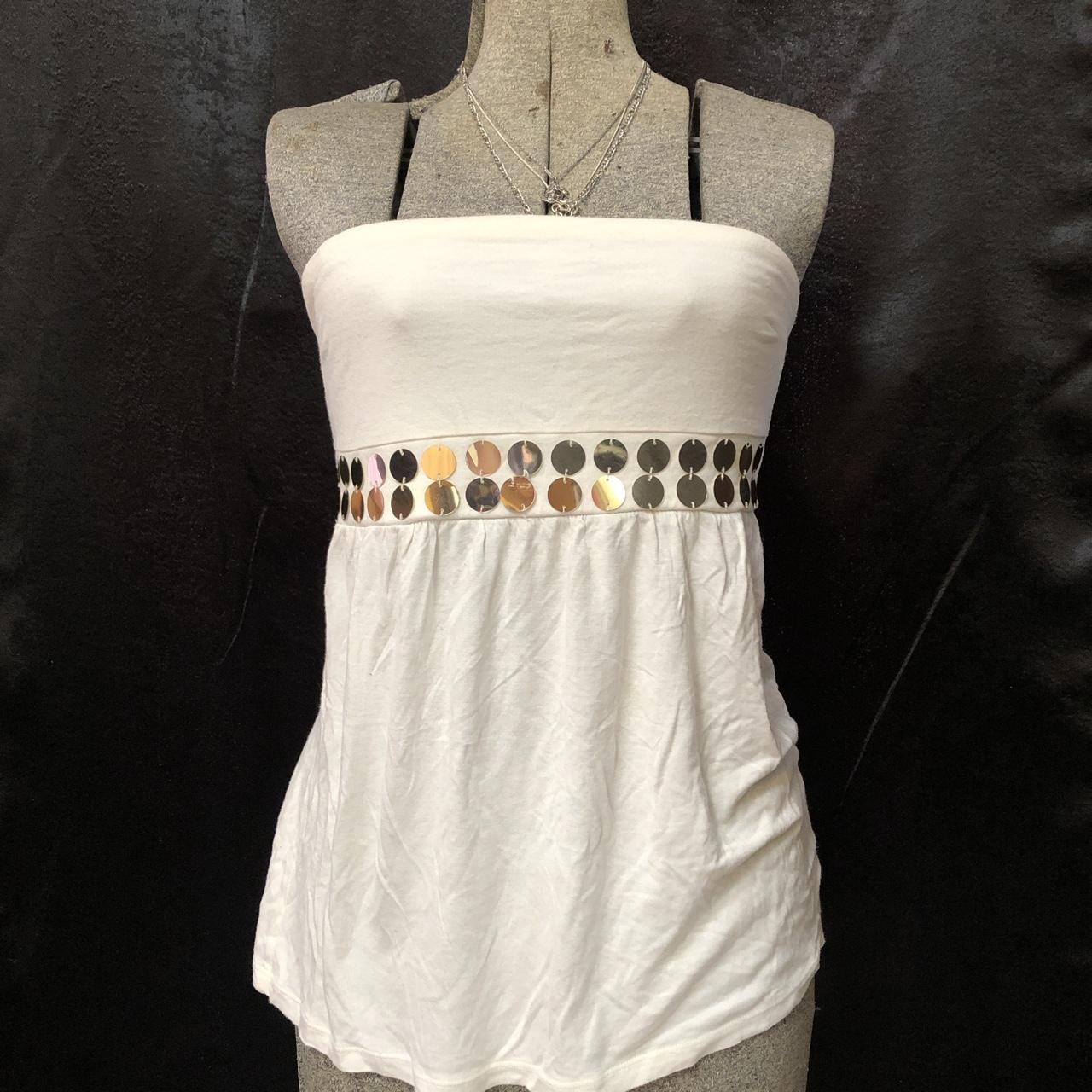 Super cute flowy strapless top!!💕💕💕💕White with... - Depop