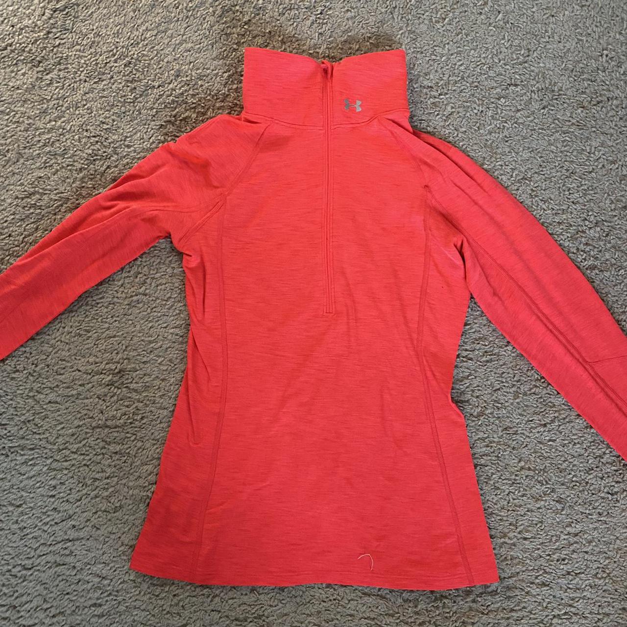 Neon orange pink quarter zip Under armour Size... - Depop