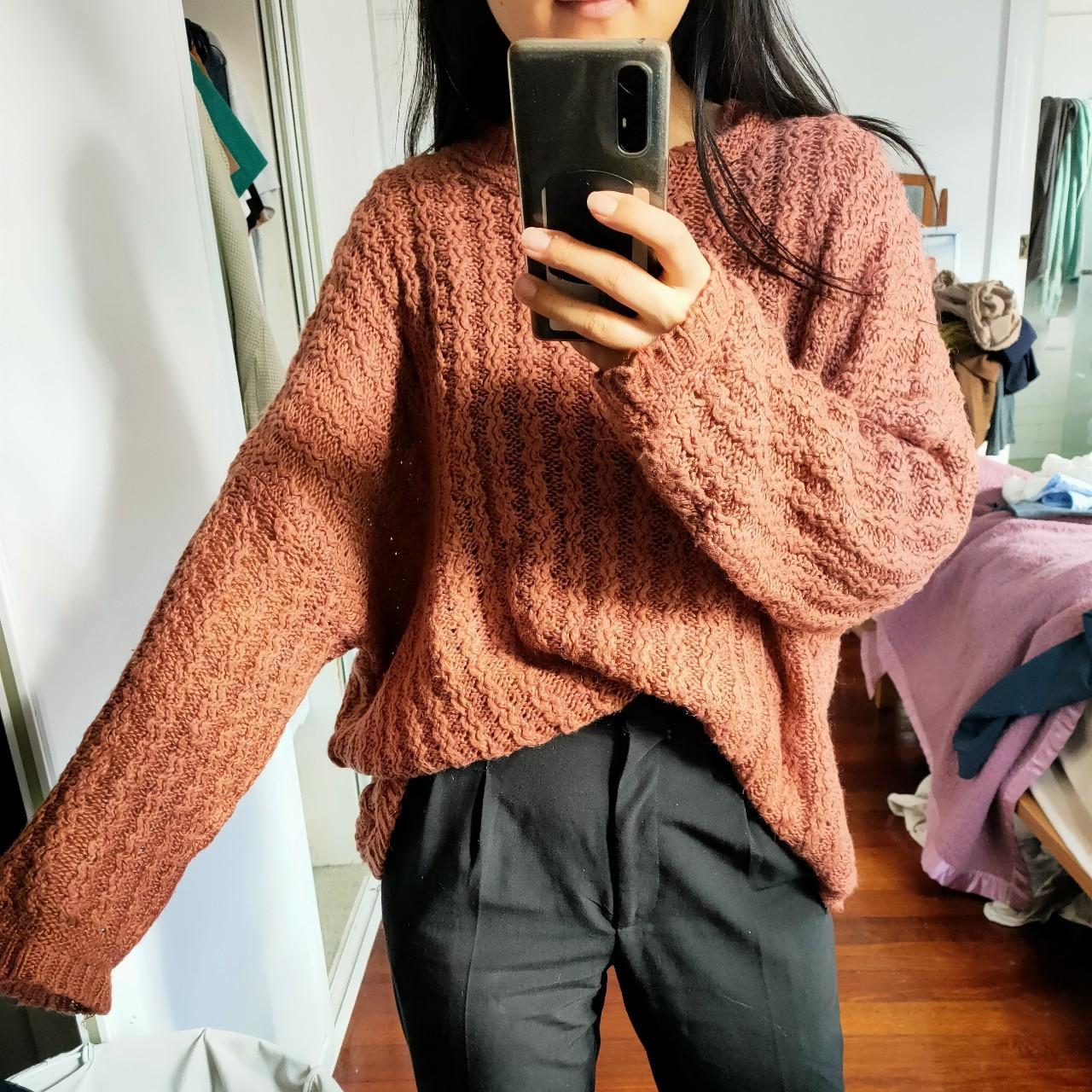 Rust coloured long sleeve knit jumper size medium.... - Depop