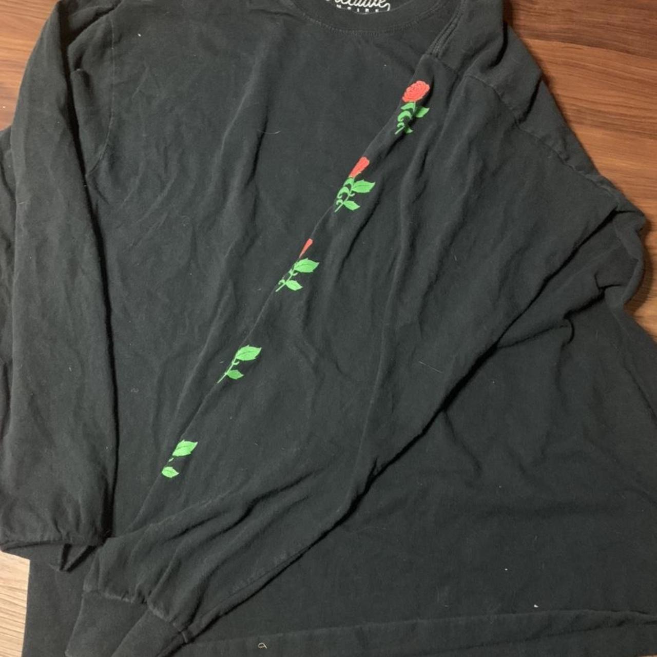 Mens long sleeve Black with red roses on... - Depop