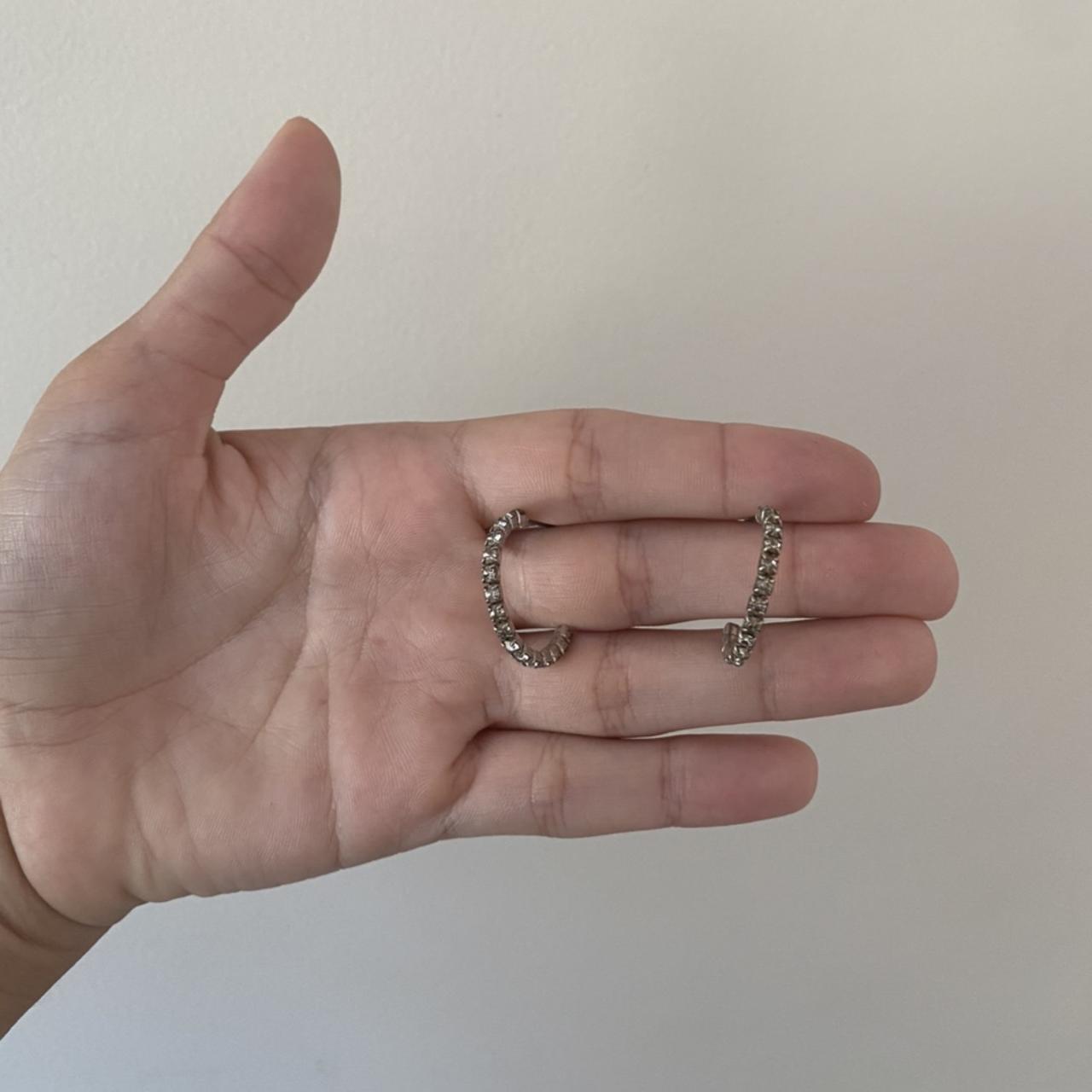 SILVER MINI HOOPS mini bejeweled/ bedazzled hoop... - Depop
