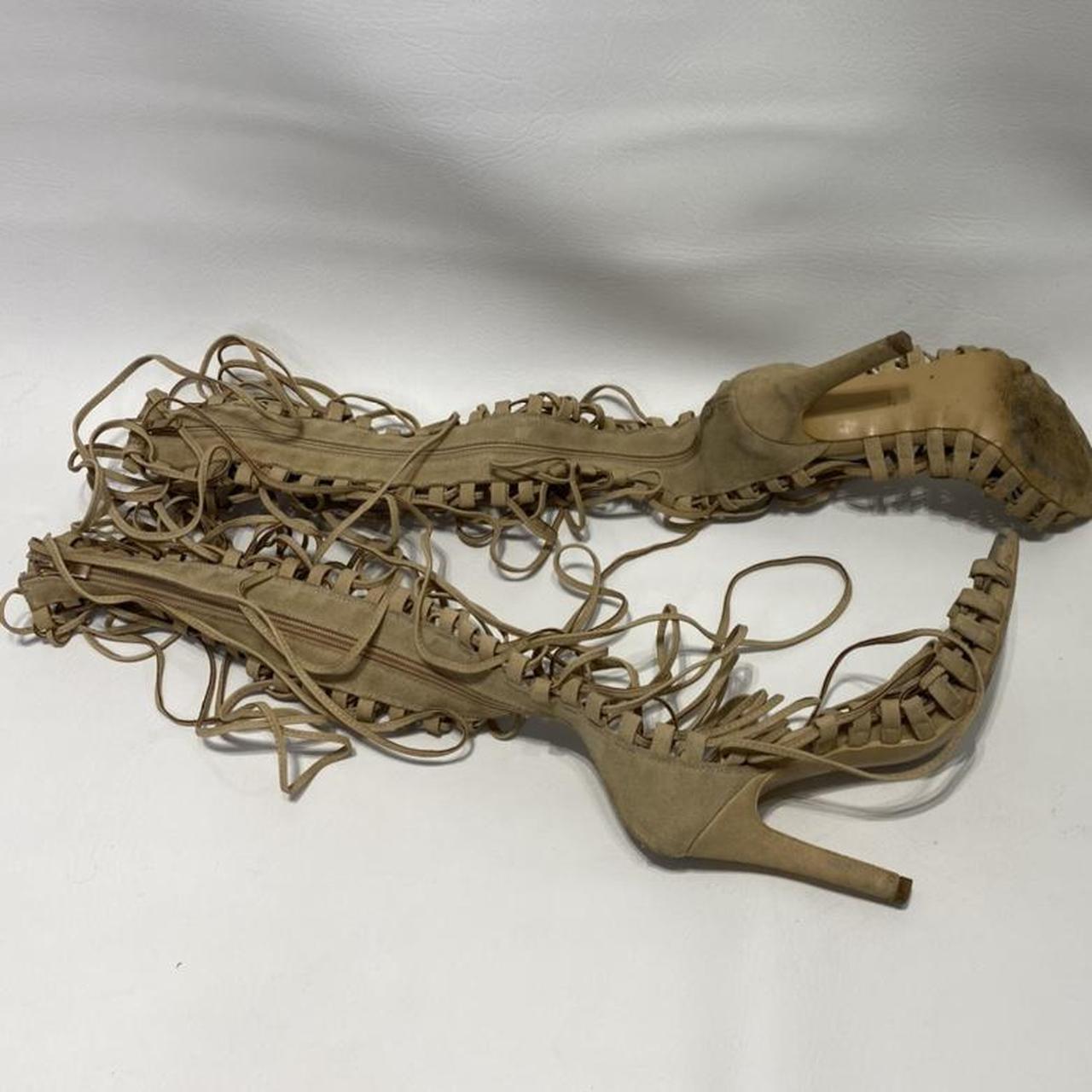 Strapped up heels over knee UK4 #uk4 #strappyheels... - Depop