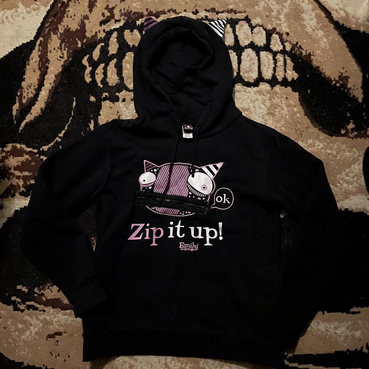 Emily the strange “Zip it up!” hoodie. Size... - Depop
