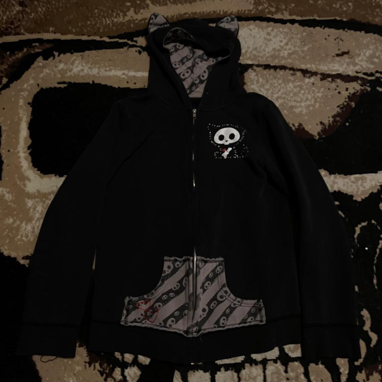 Skelanimals Kit zip up hoodie with cat ears. Size... - Depop
