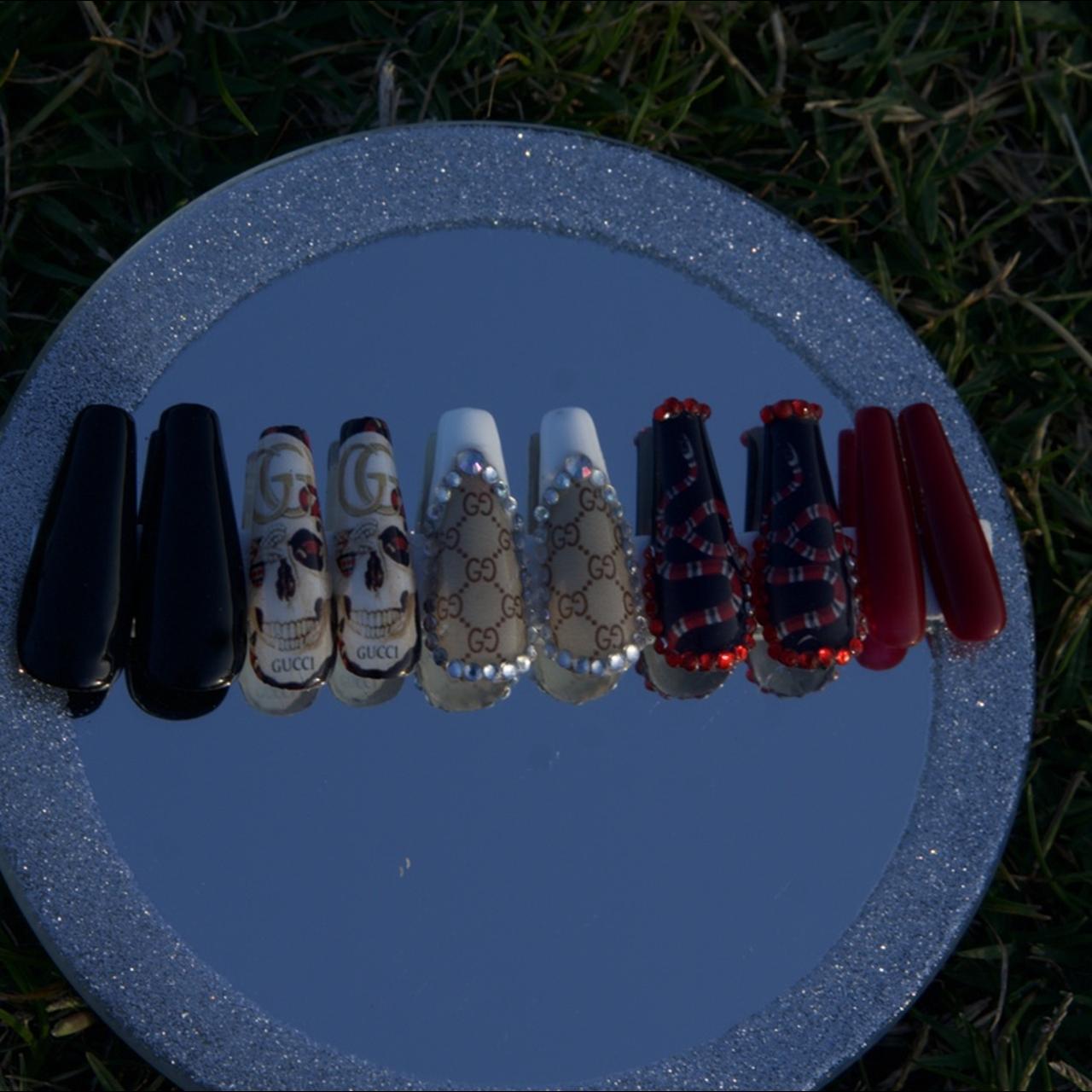 GUCCI GANG handmade gel press on nail set ️💀 red... - Depop