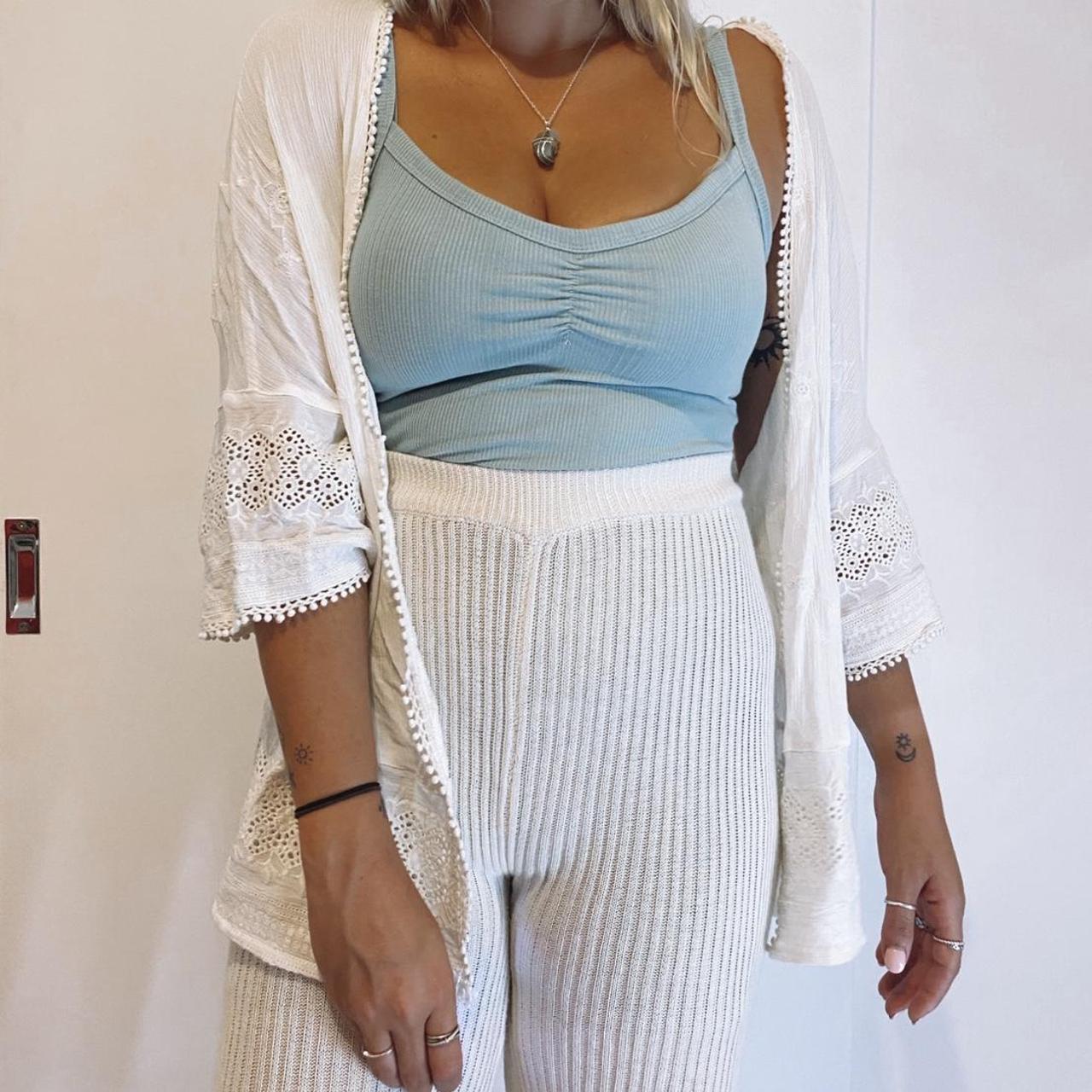 Mint green mini midriff top with scrunch... - Depop