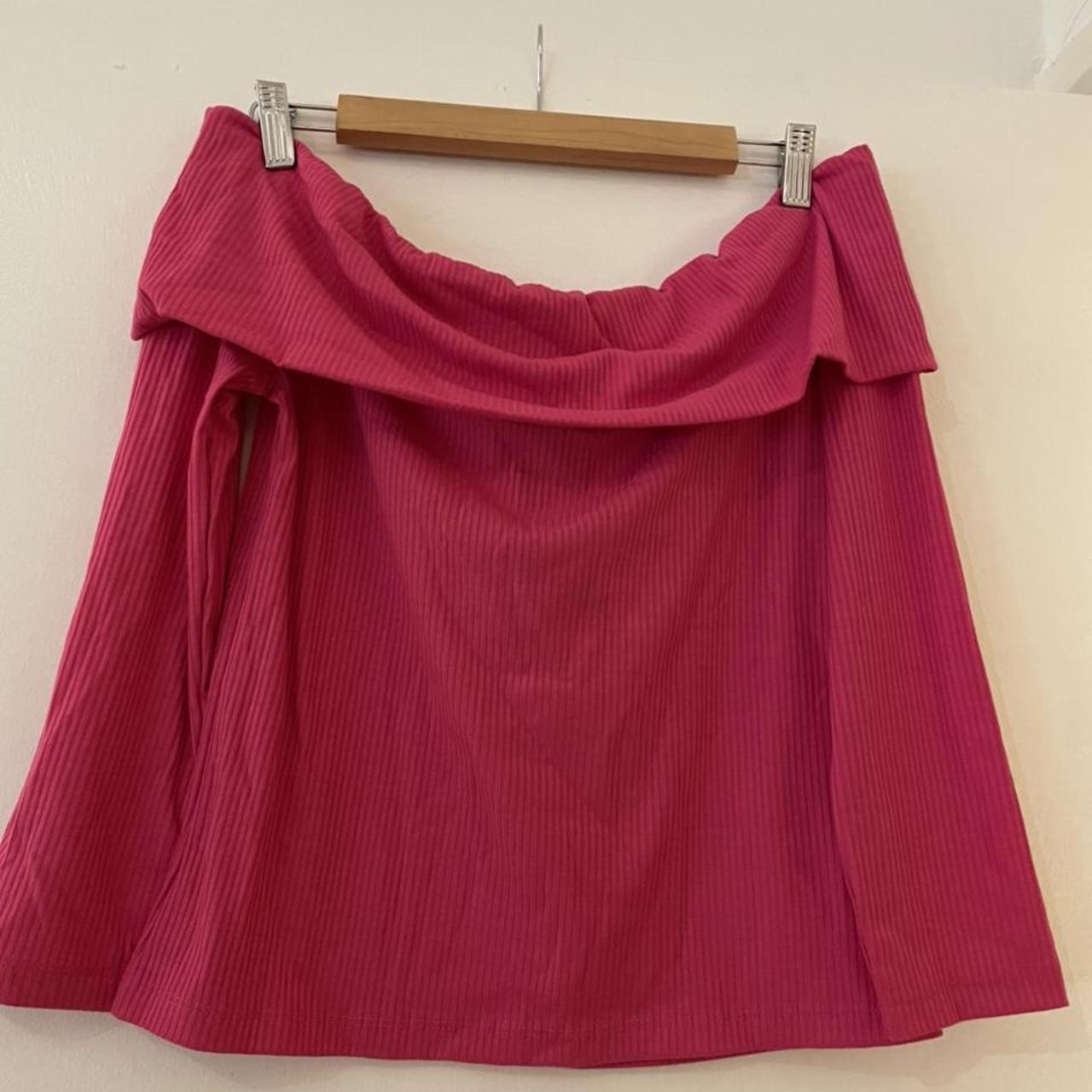 Primark off the shoulder hot pink long sleeve... - Depop