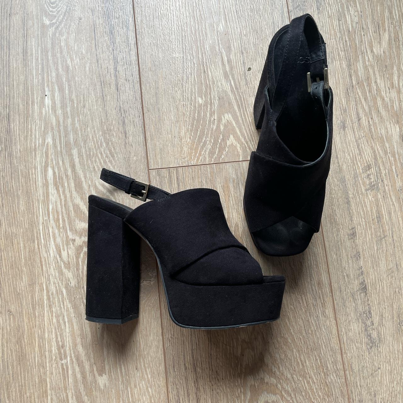Asos platform heels. Suede black size 3. Excellent... - Depop
