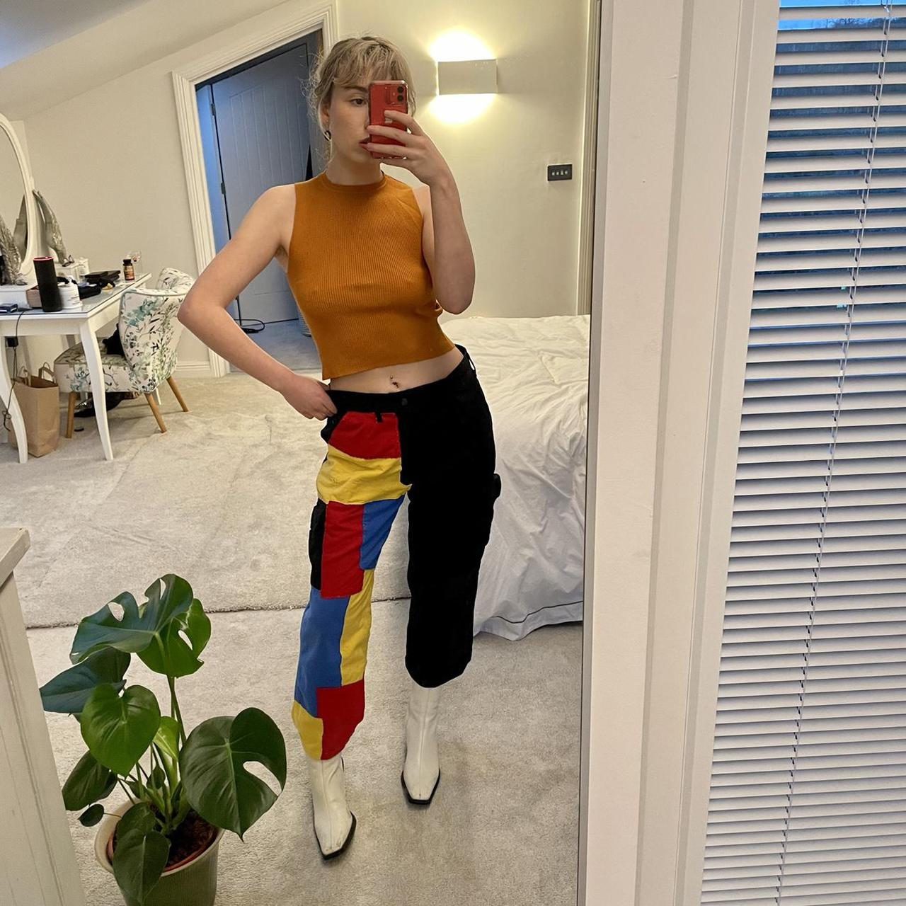 Insane rainbow patchwork cargo pants, so funky and... - Depop