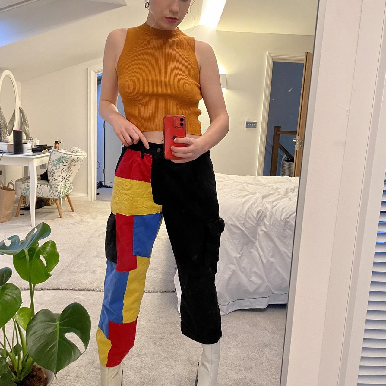 Insane rainbow patchwork cargo pants, so funky and... - Depop