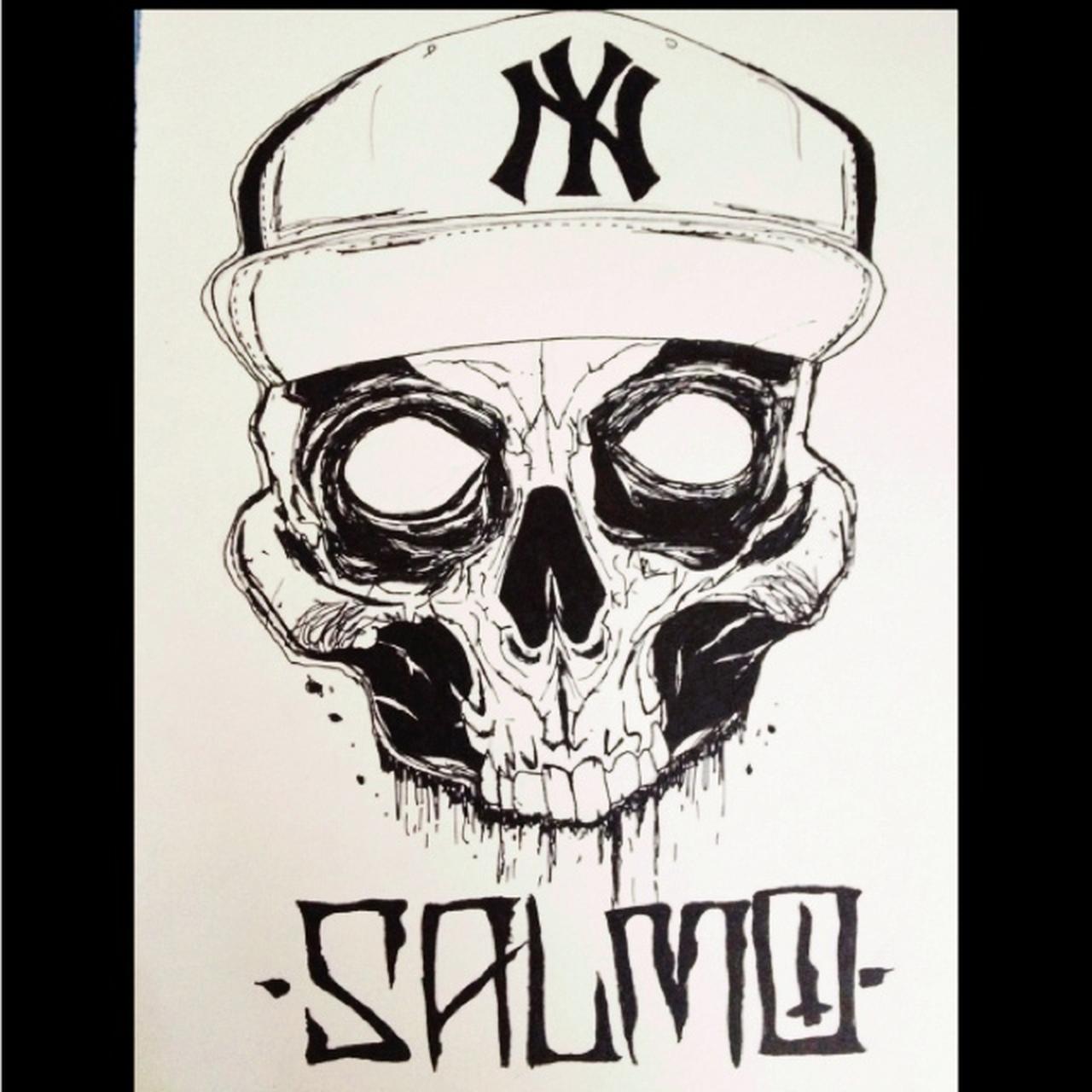 Disegno salmo teschio e scritta/pennarello... - Depop