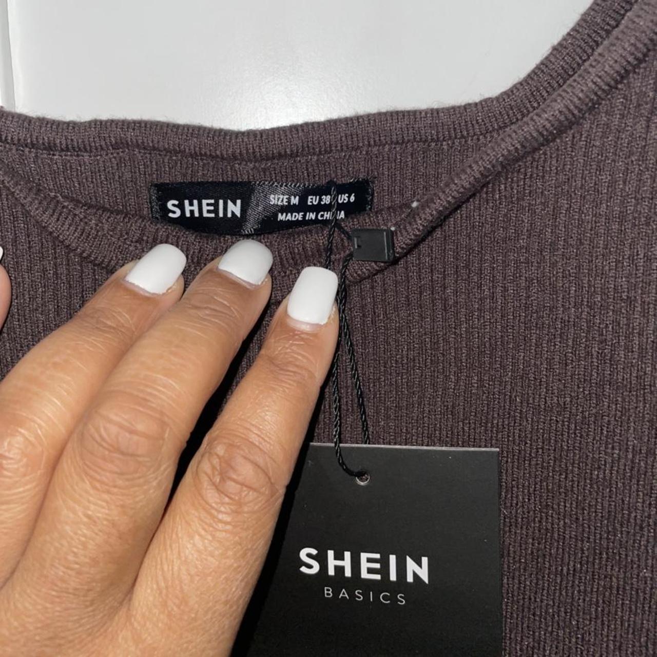 SHEIN chocolate brown ribbed crop top in size... - Depop