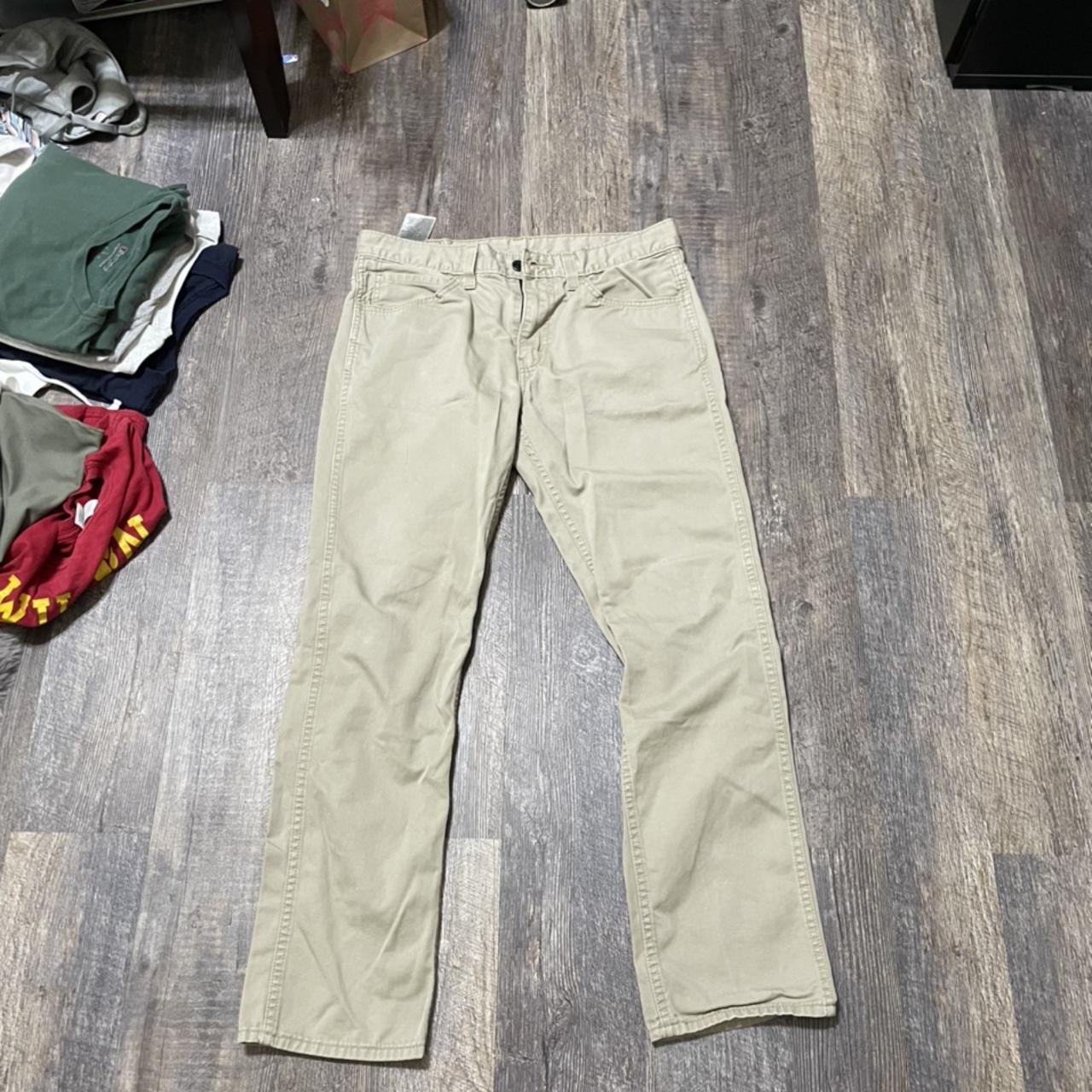 levis tan khaki straight leg pants -in great... - Depop