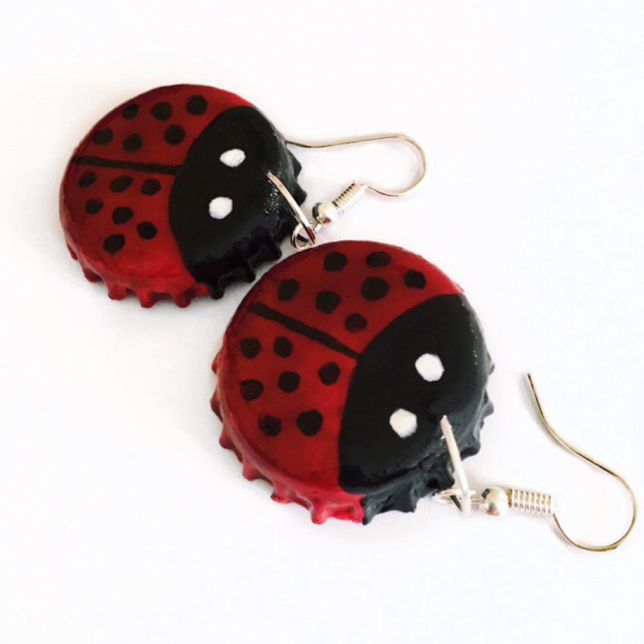 LADYBUG LUV🐞 groovy hand painted ladybird dangly... - Depop