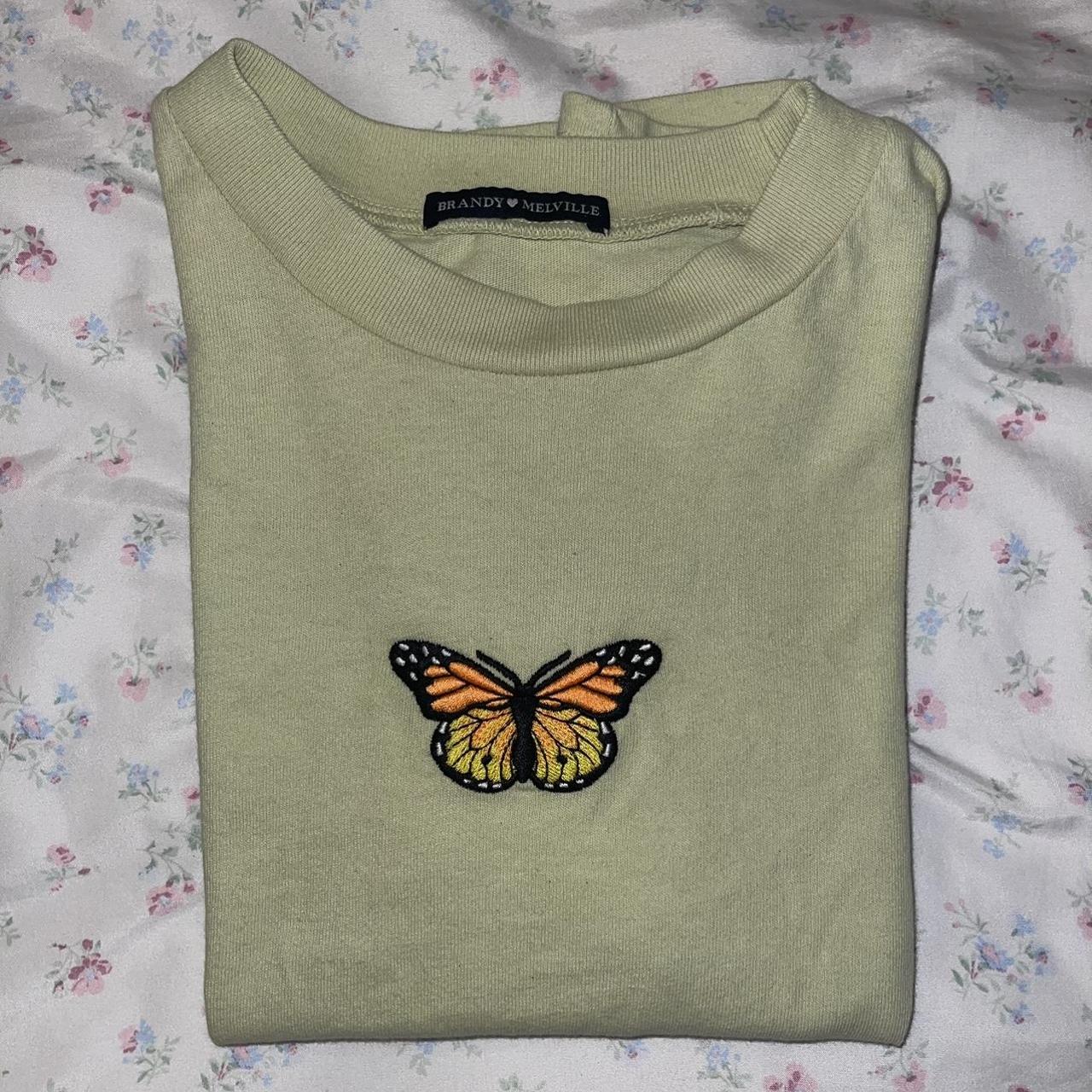 💌OPEN TO OFFERS💌 Green Butterfly Brandy Melville top... | Depop