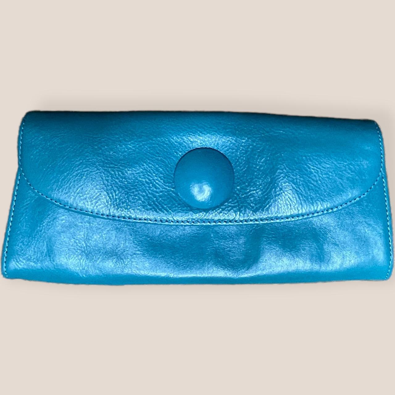 Hobo Turquoise Blue Pleather Y2K Minimalist Bright... - Depop