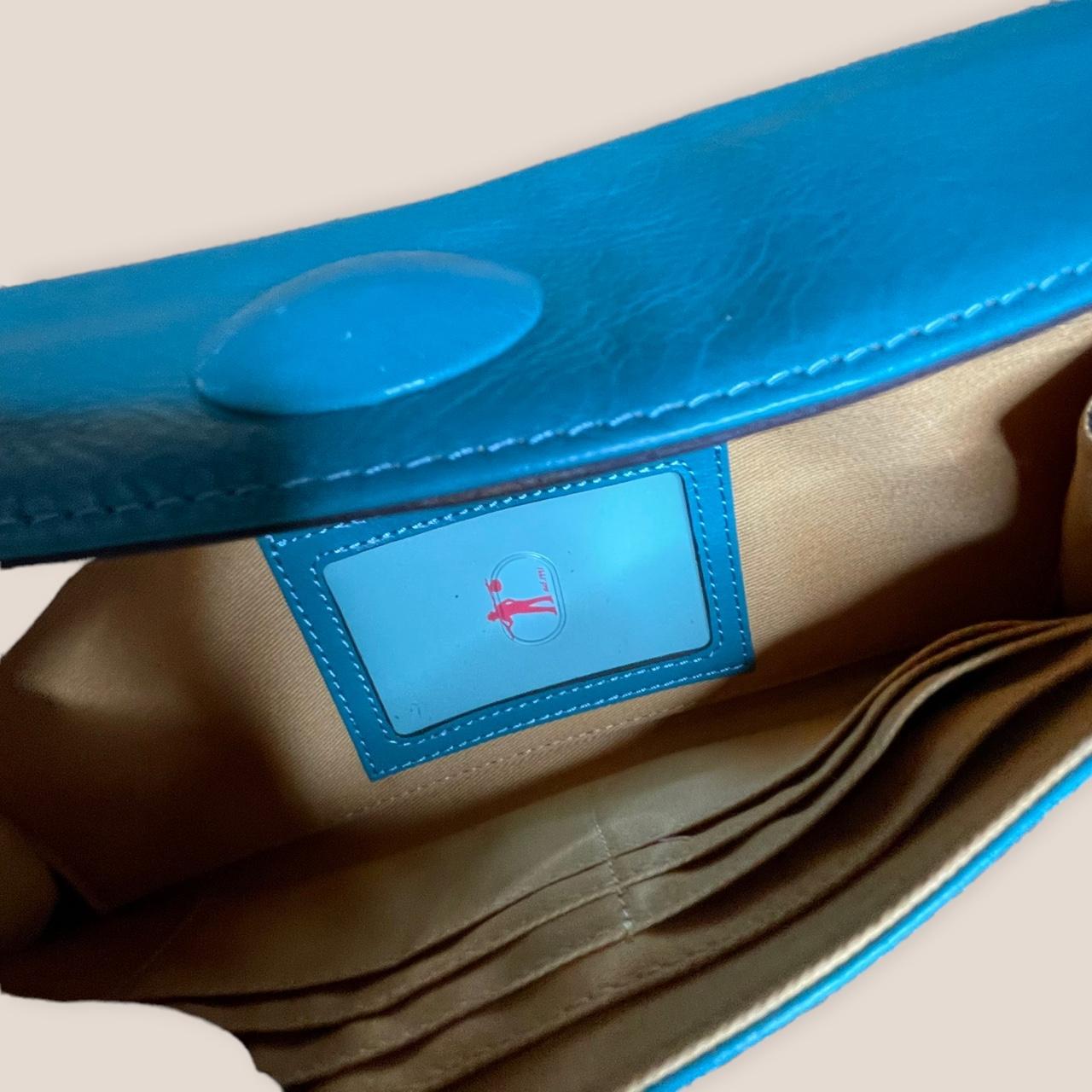 Hobo Turquoise Blue Pleather Y2K Minimalist Bright... - Depop