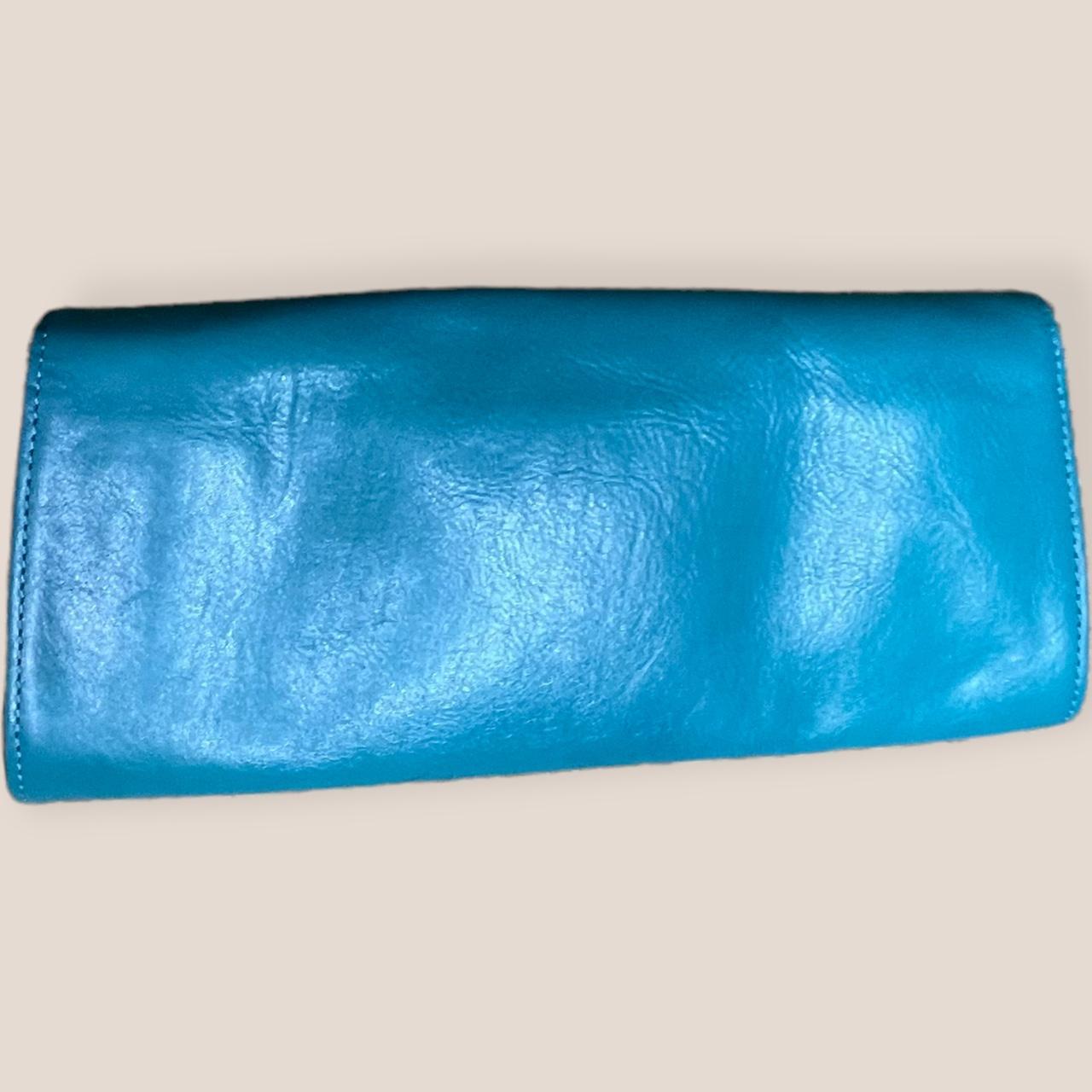 Hobo Turquoise Blue Pleather Y2K Minimalist Bright... - Depop