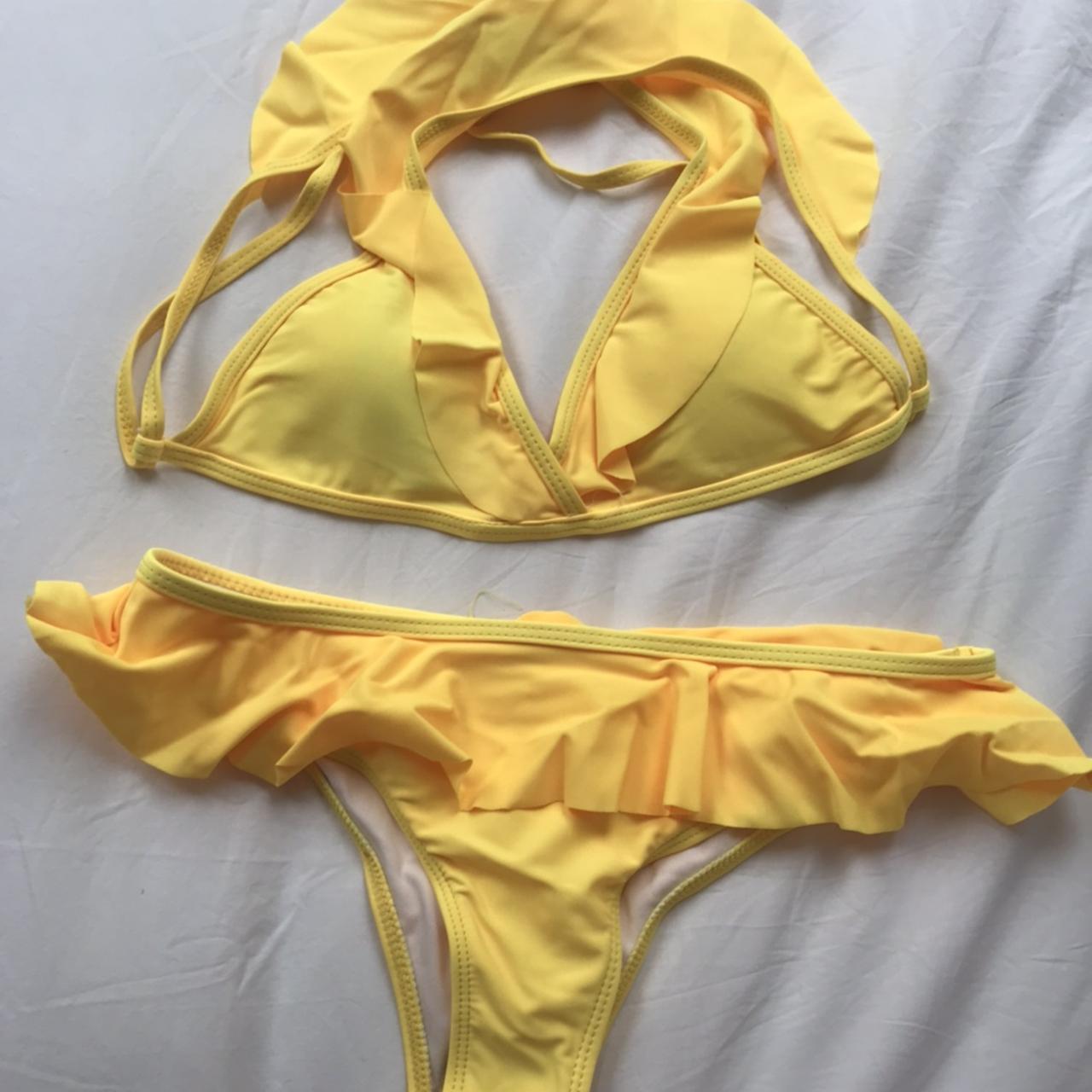 🌼 Open To Offers 🌼 Yellow Frilly Bikini Size S From Depop