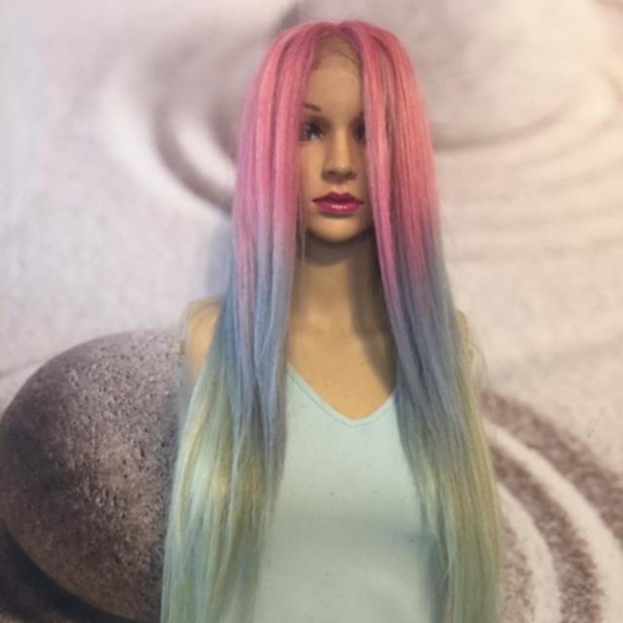multi colored wig Lace front with parting This wig... - Depop