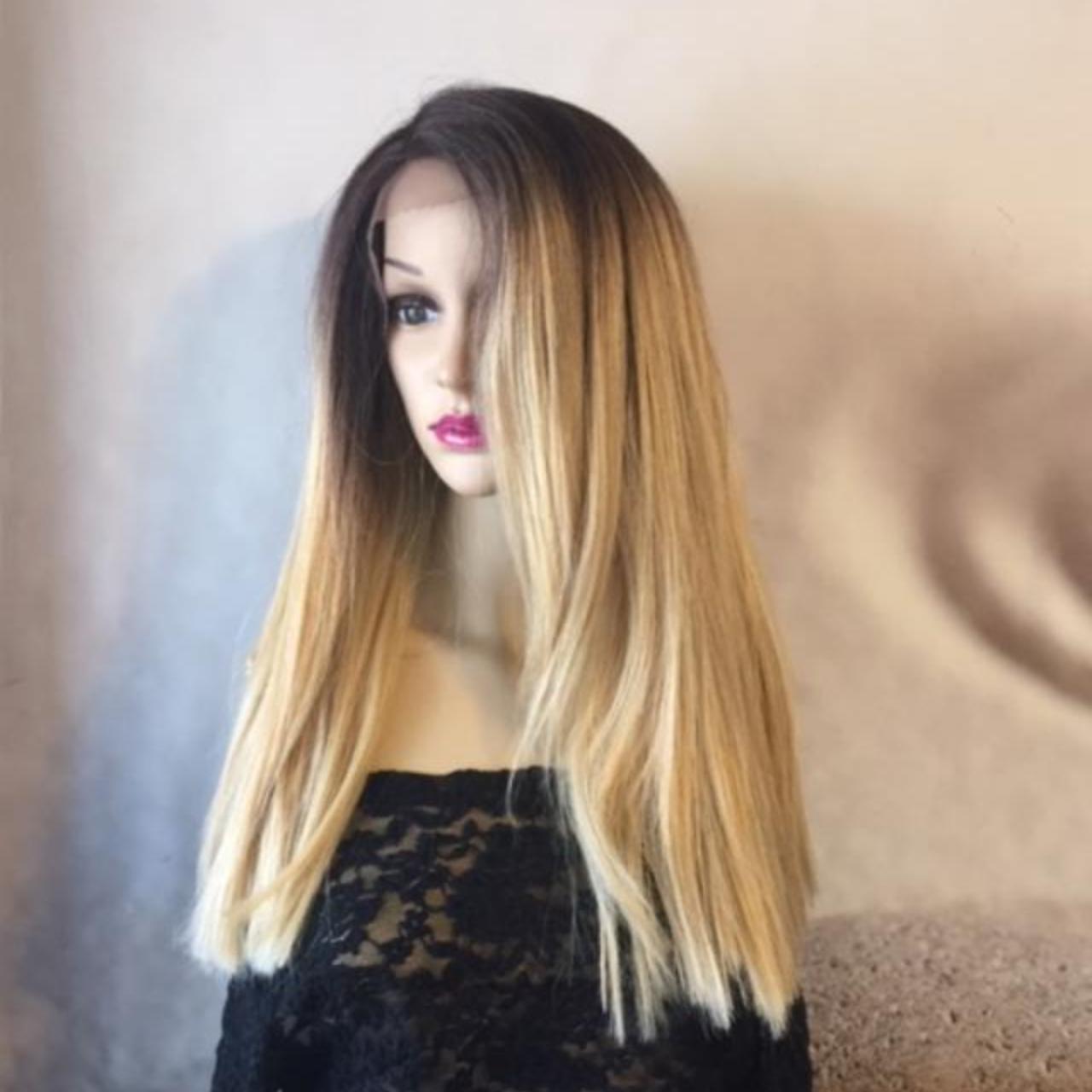 Blonde lace front wig with dark roots Lace front... - Depop