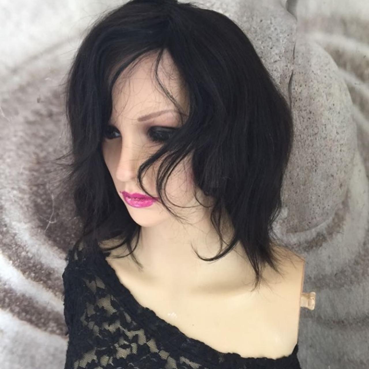 Black human hair wig full wig. Color- Black Fiber-... - Depop