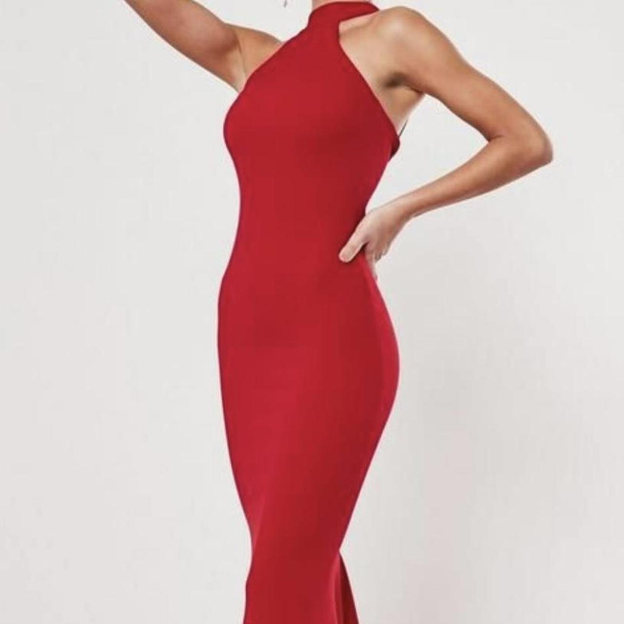 Missguided choker maxi dress in red Only worn once... - Depop
