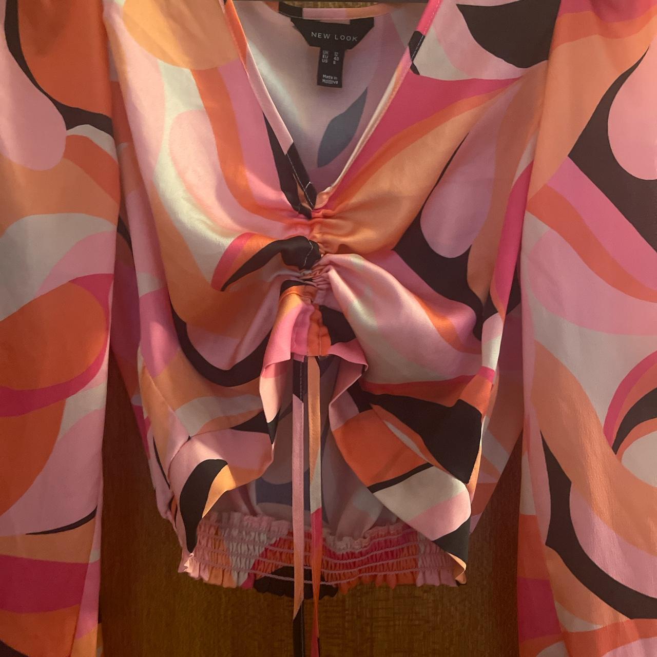 New Look Women's Pink and Orange Blouse | Depop