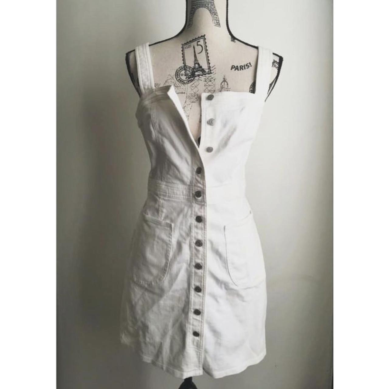 White wash denim dress from Express. Super cute and... - Depop