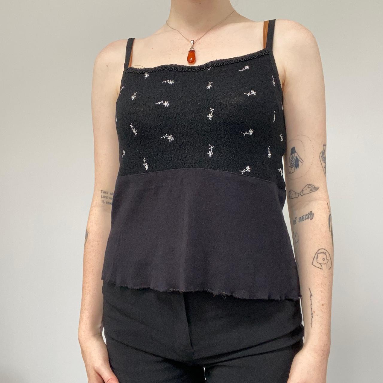 Black embroidered cami Classic vintage black cami... - Depop