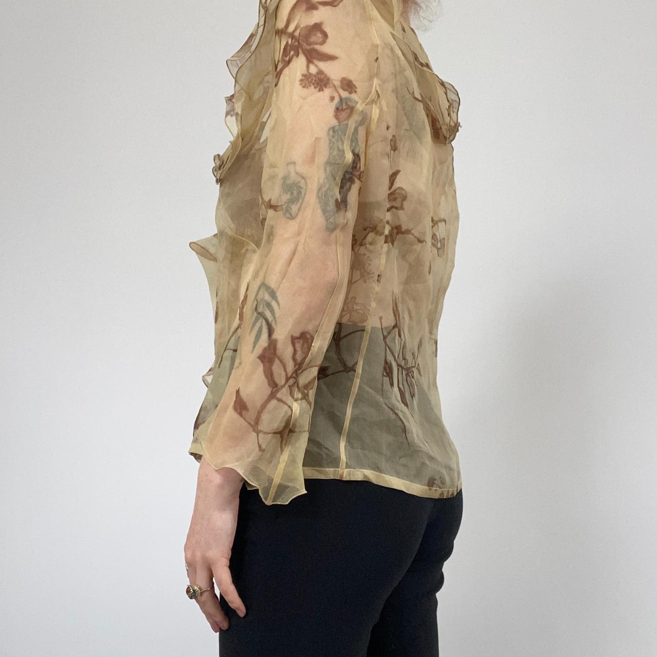 Earthy blouse Vintage sheer earthy blouse with a... - Depop
