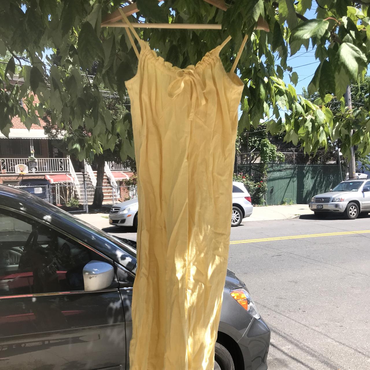 Yellow Sundress. 100% Linen, Fits Size 4. #yellow... - Depop