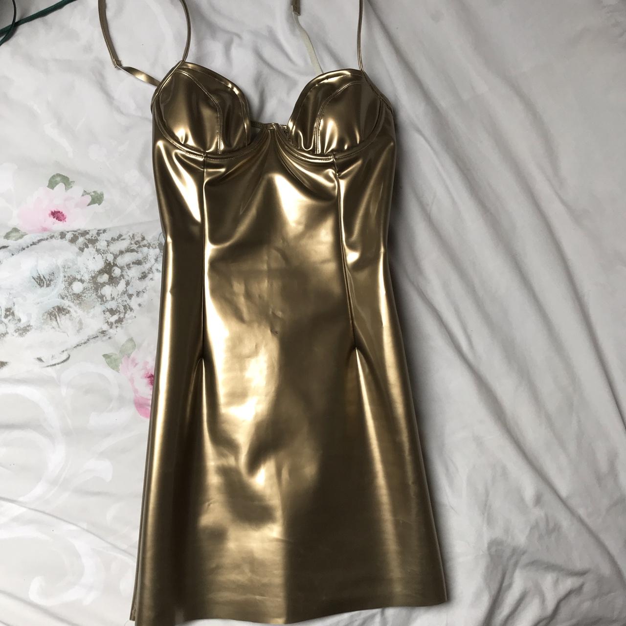 *SOLD* Gold latex dress. Oh polly UK size 8 fits a... - Depop