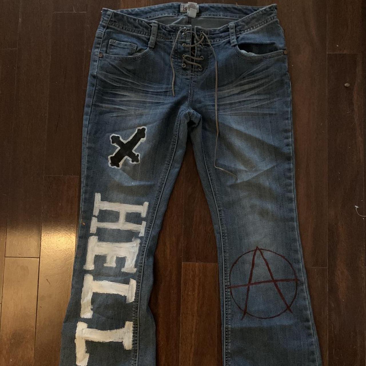 Hand painted by me lil peep pants. Jeans are from... - Depop