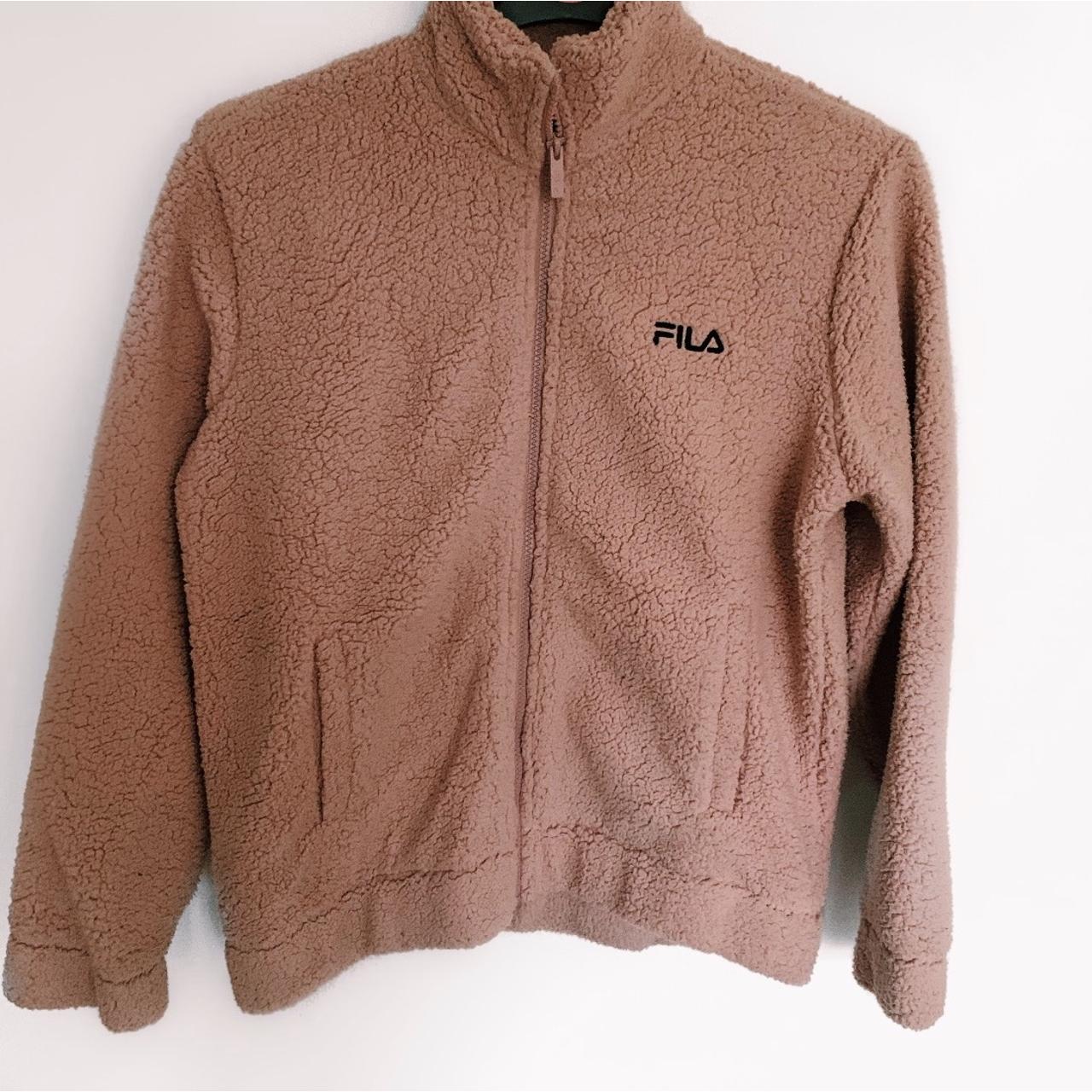 Baby pink Fila sherpa / Borg / teddy bear style... - Depop