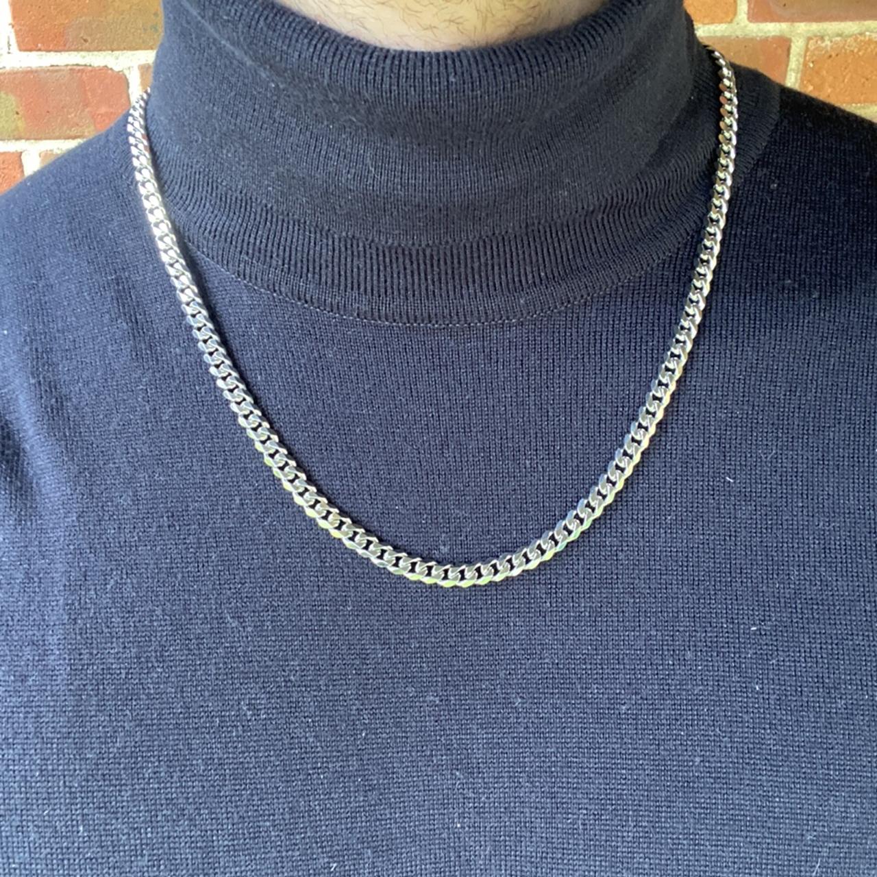 7mm Silver chain Men’s and Women’s Silver stainless... - Depop
