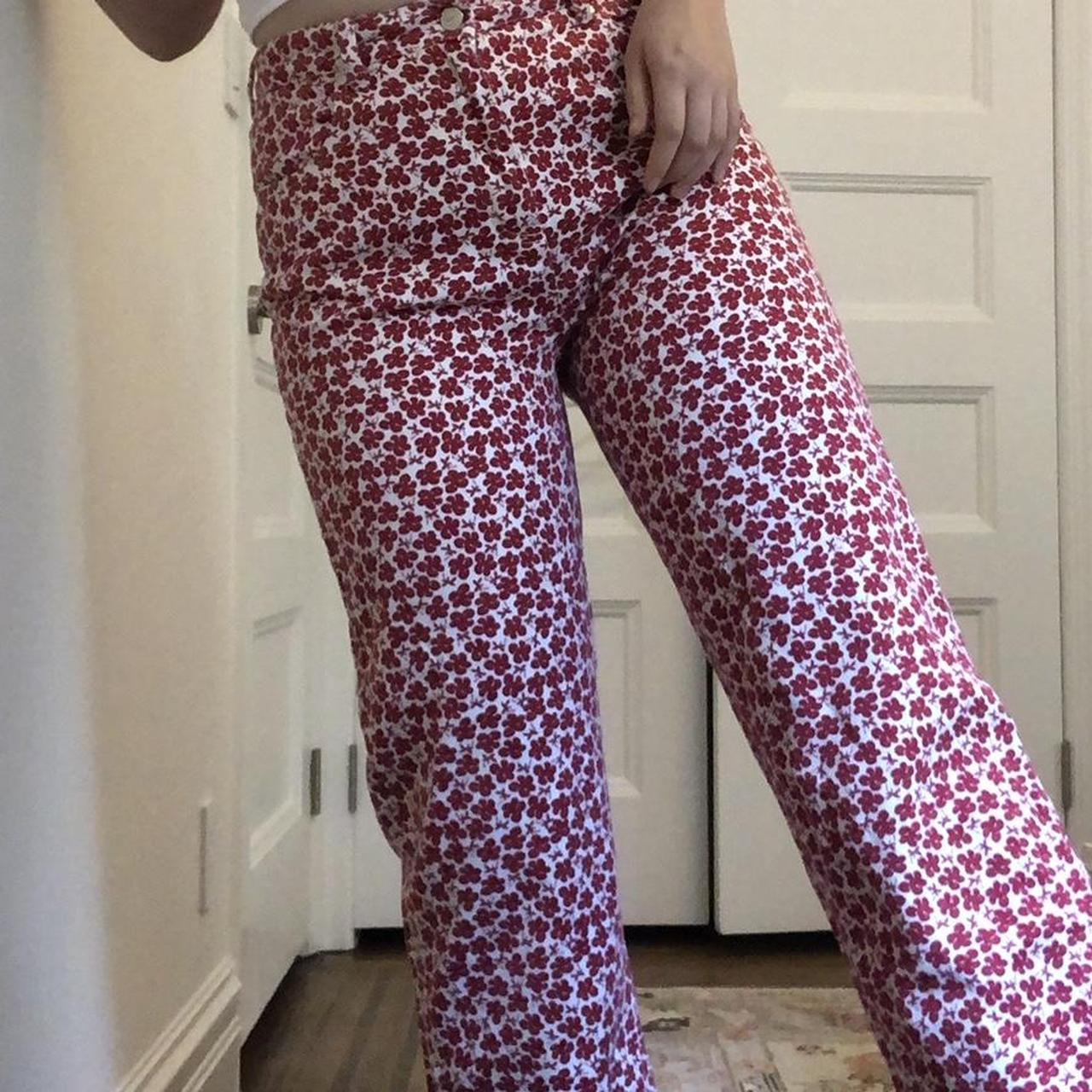 Afends Women's White and Red Jeans | Depop