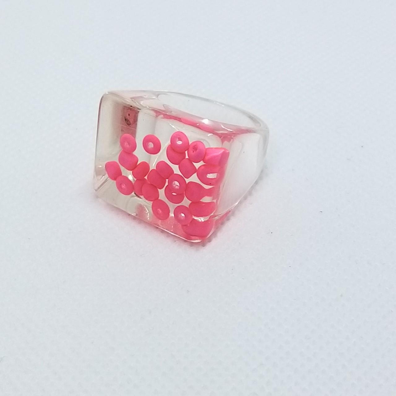 Resin ring -pink clear resin ring Funky ring chunky... - Depop