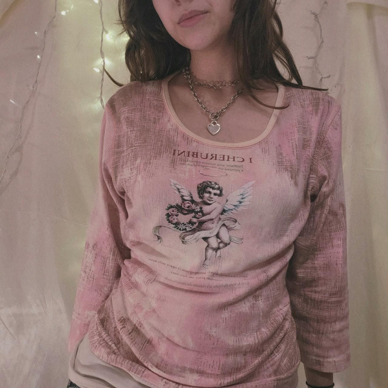 the cutest pink cherub graphic tshirt!... - Depop