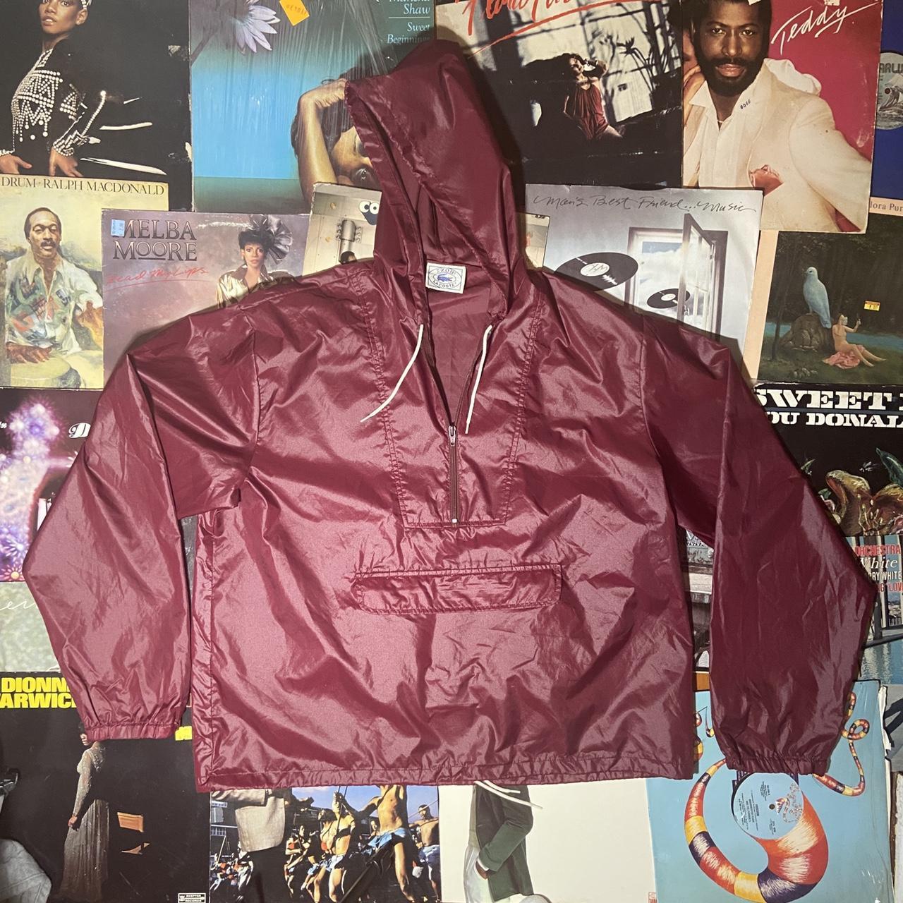 Vintage Lacoste x Izod nylon windbreaker in burgundy... - Depop