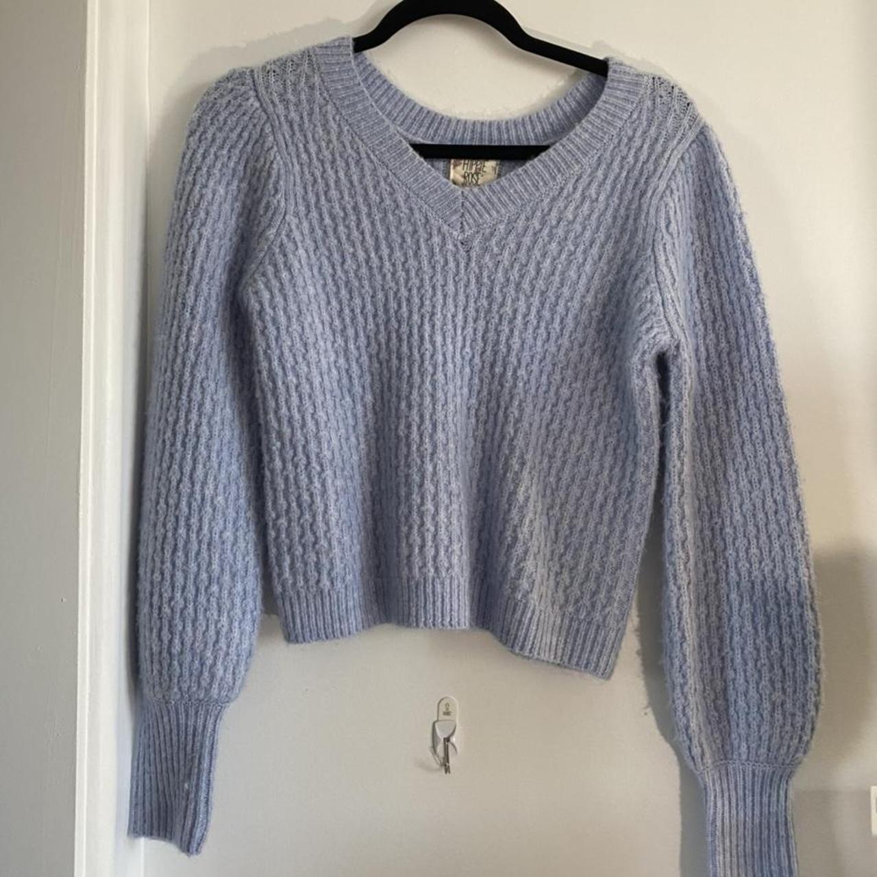 periwinkle knit hippie rose sweater. size xs. never... - Depop