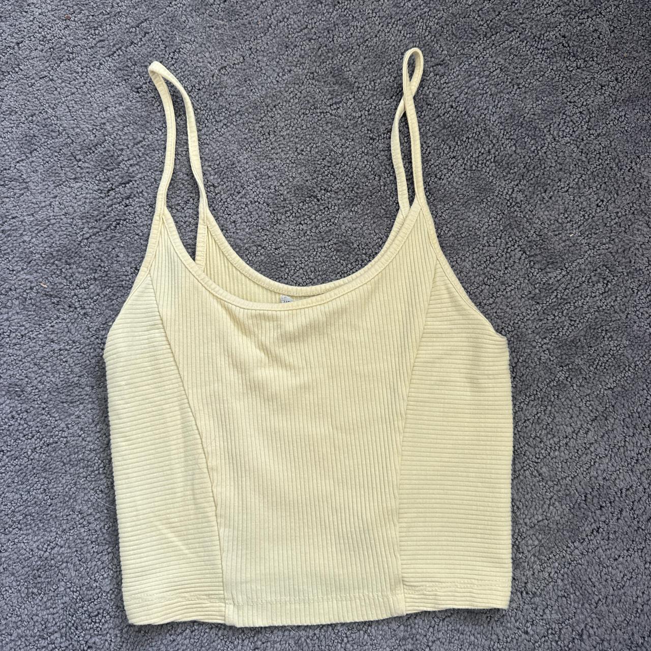 Urban outfitters Yellow ribbed tank top #yellowtop... | Depop