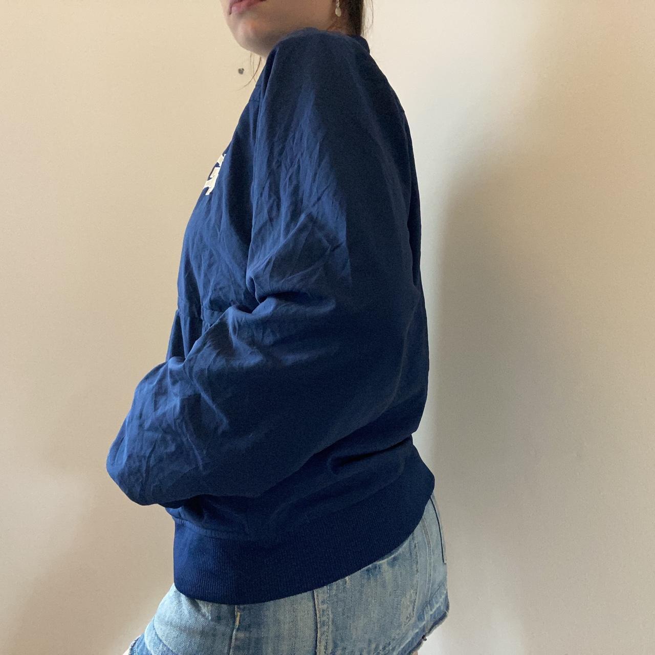 Vintage adidas 90s zip up hoodie navy and white... - Depop