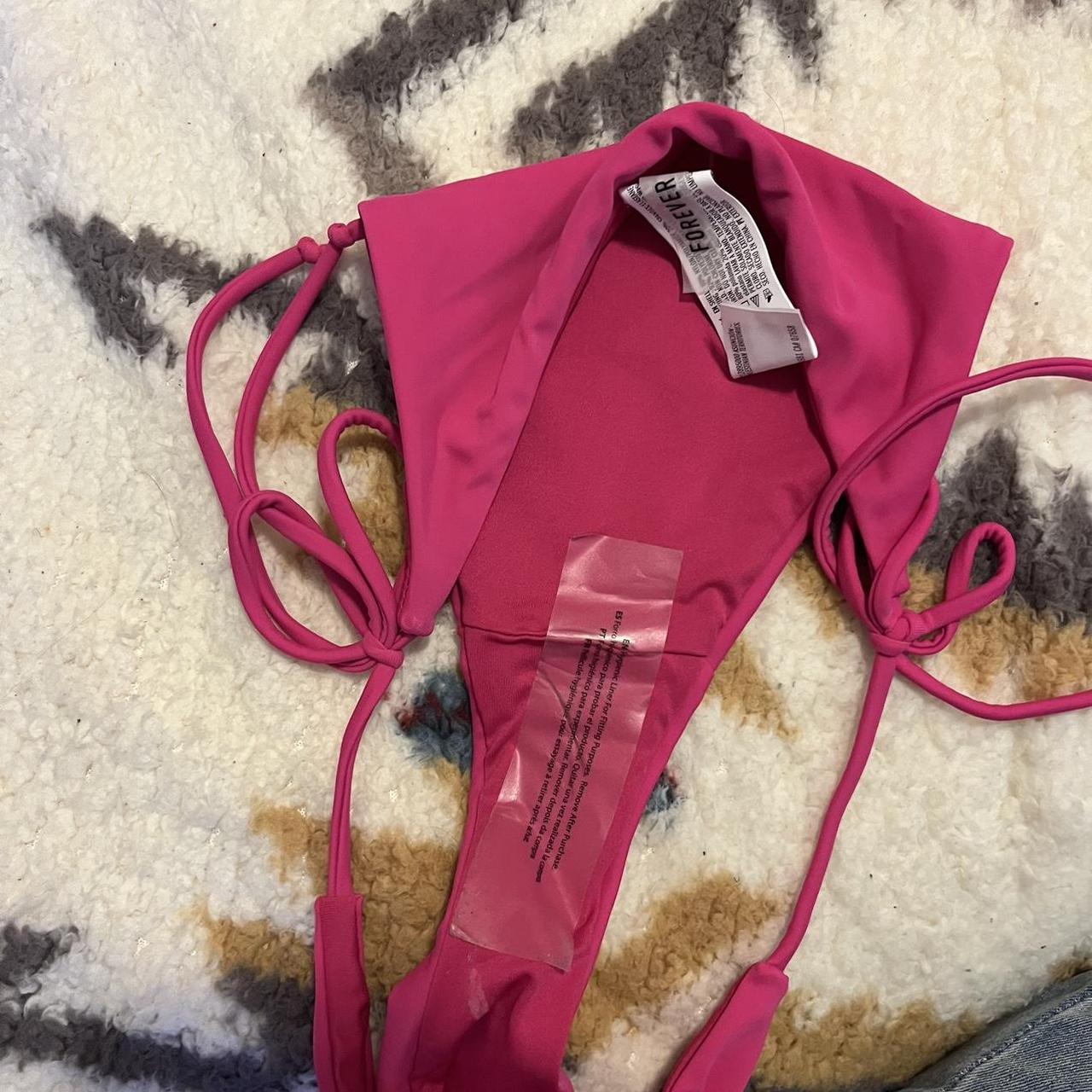 hot pink triangle tie bikini never worn- bottoms... - Depop