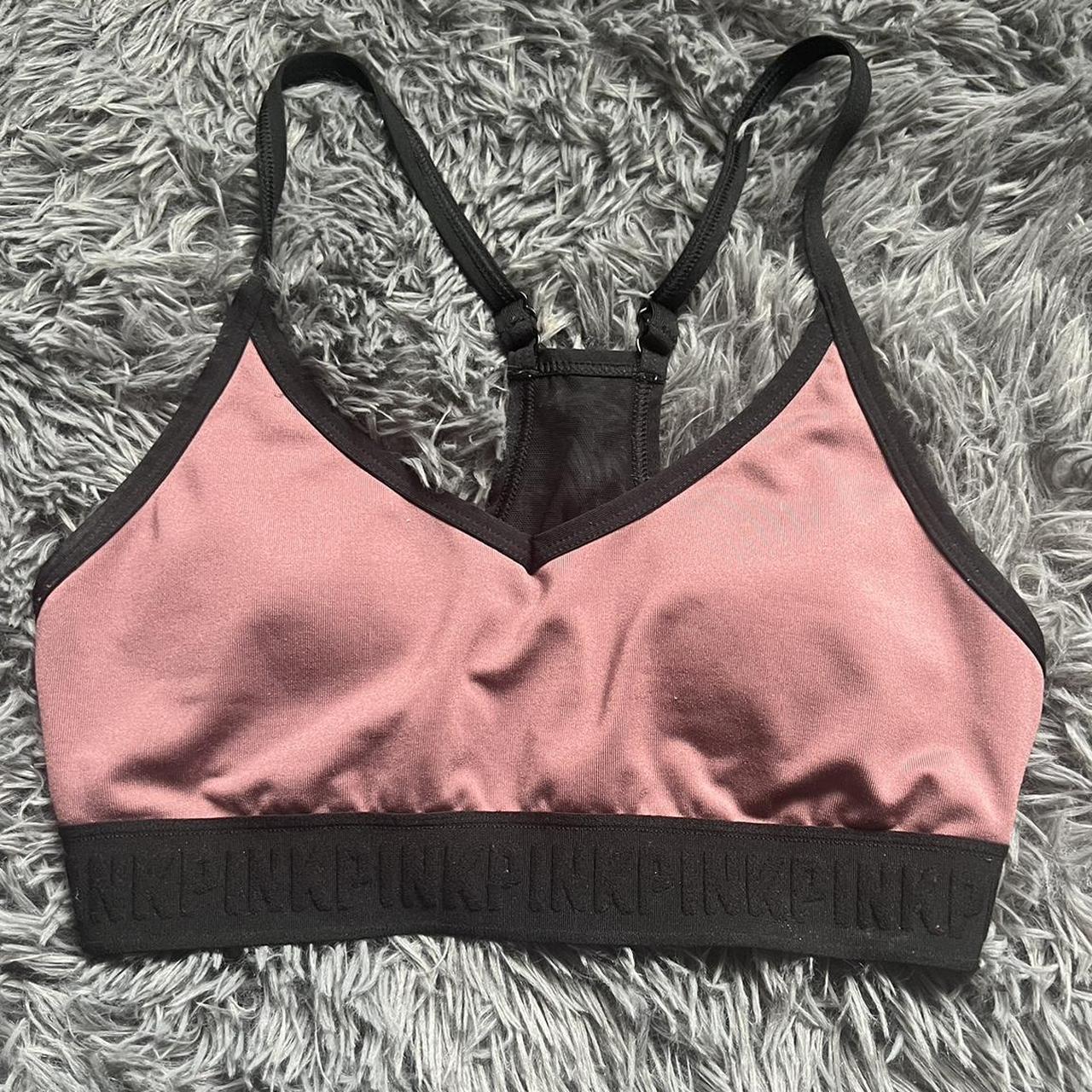 Victoria's Secret Women's Pink and Black Bra | Depop